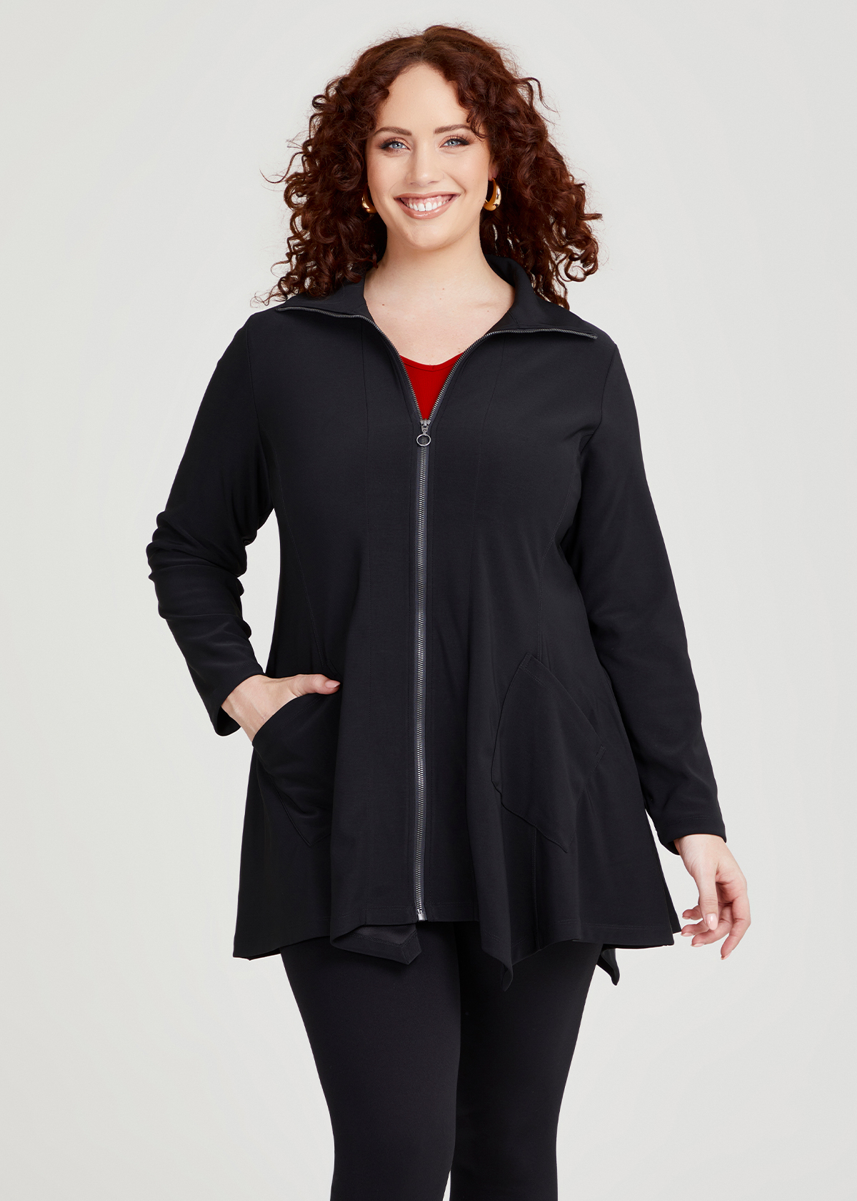Shop Plus Size Zip Double Knit Jacket, Black | Taking Shape AU