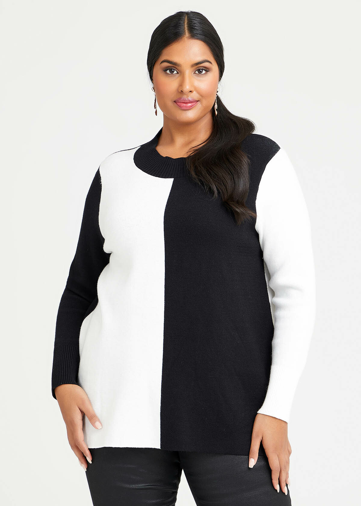 Shop Plus Size Colour Block Spliced Jumper, Black | Taking Shape AU
