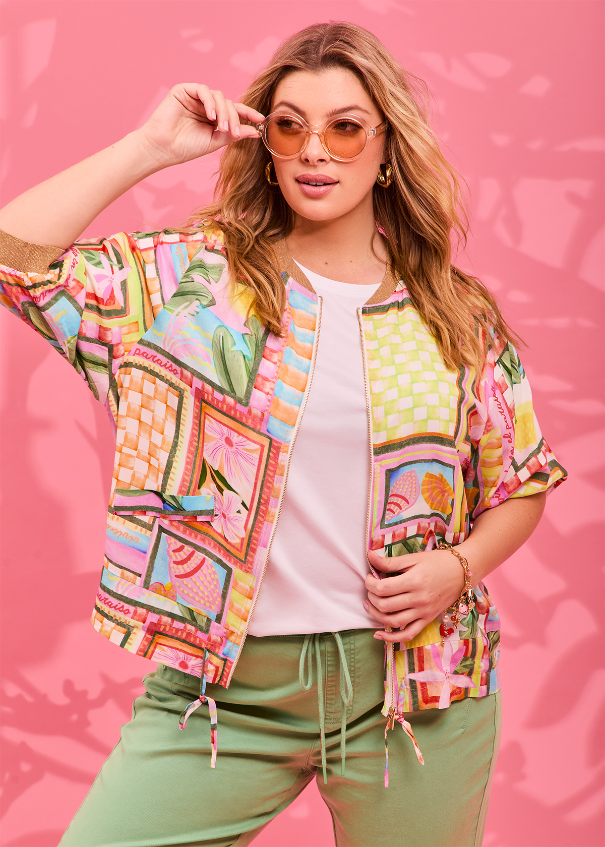Shop Plus Size Natural Spring Scene Bomber, Multi | Taking Shape AU