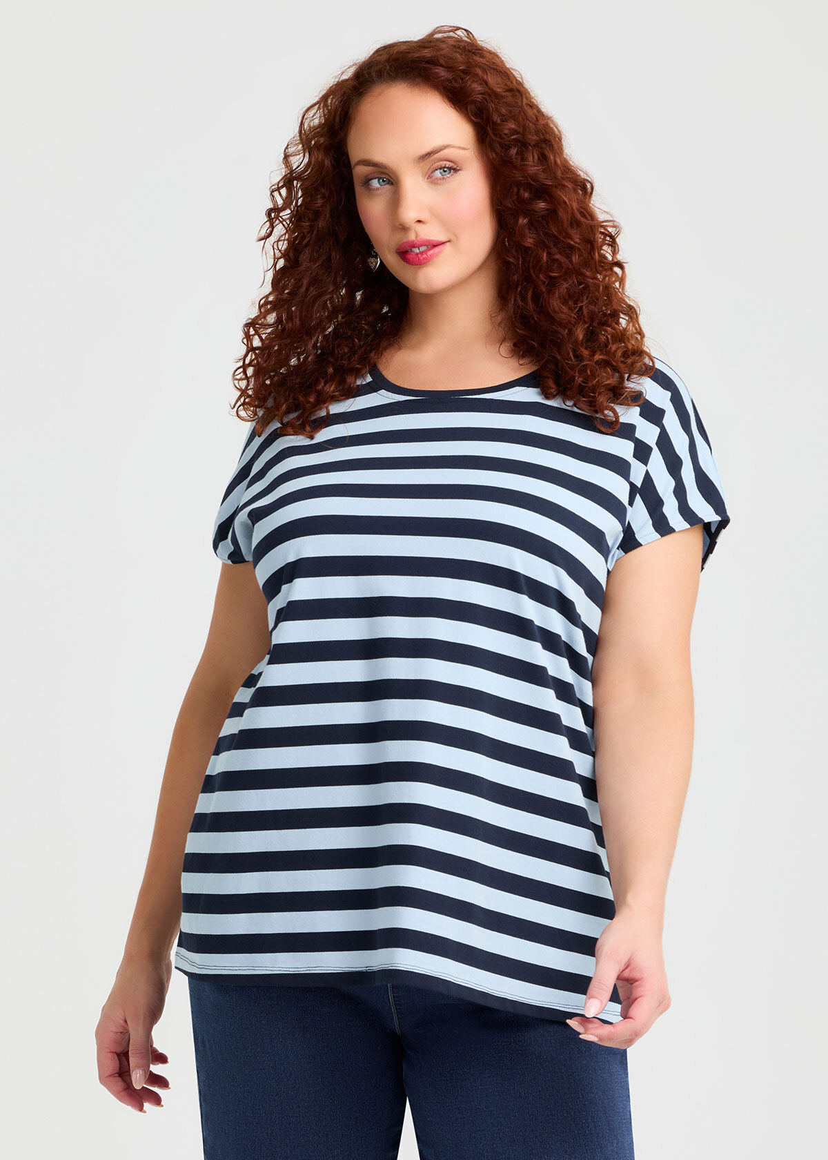 Shop Plus Size Cotton Everyday Top, Blue | Taking Shape UK