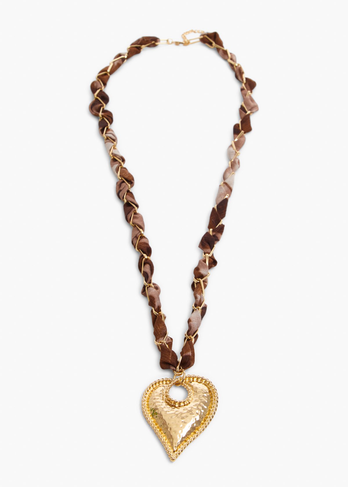 Shop Fabric & Charms Long Necklace in Brown | Accessories | Taking Shape NZ