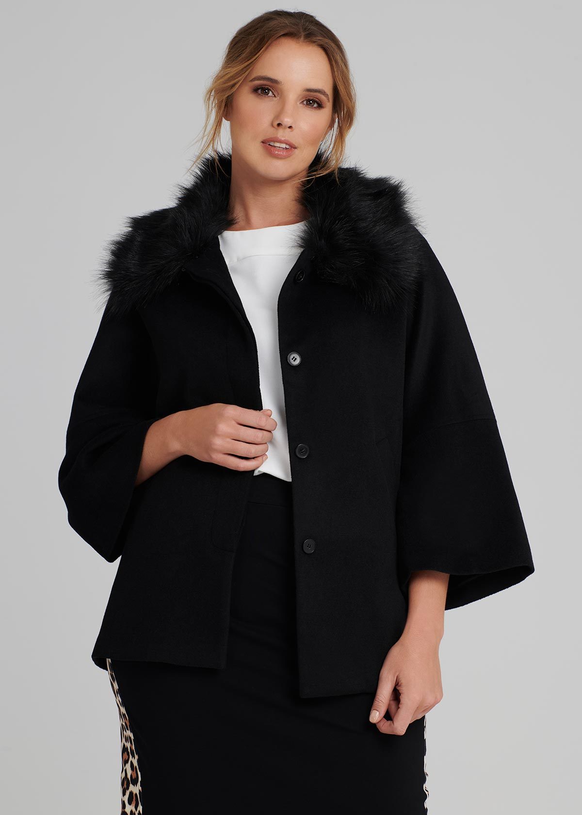 Shop Plus Size Cape Jacket, Black | Taking Shape AU
