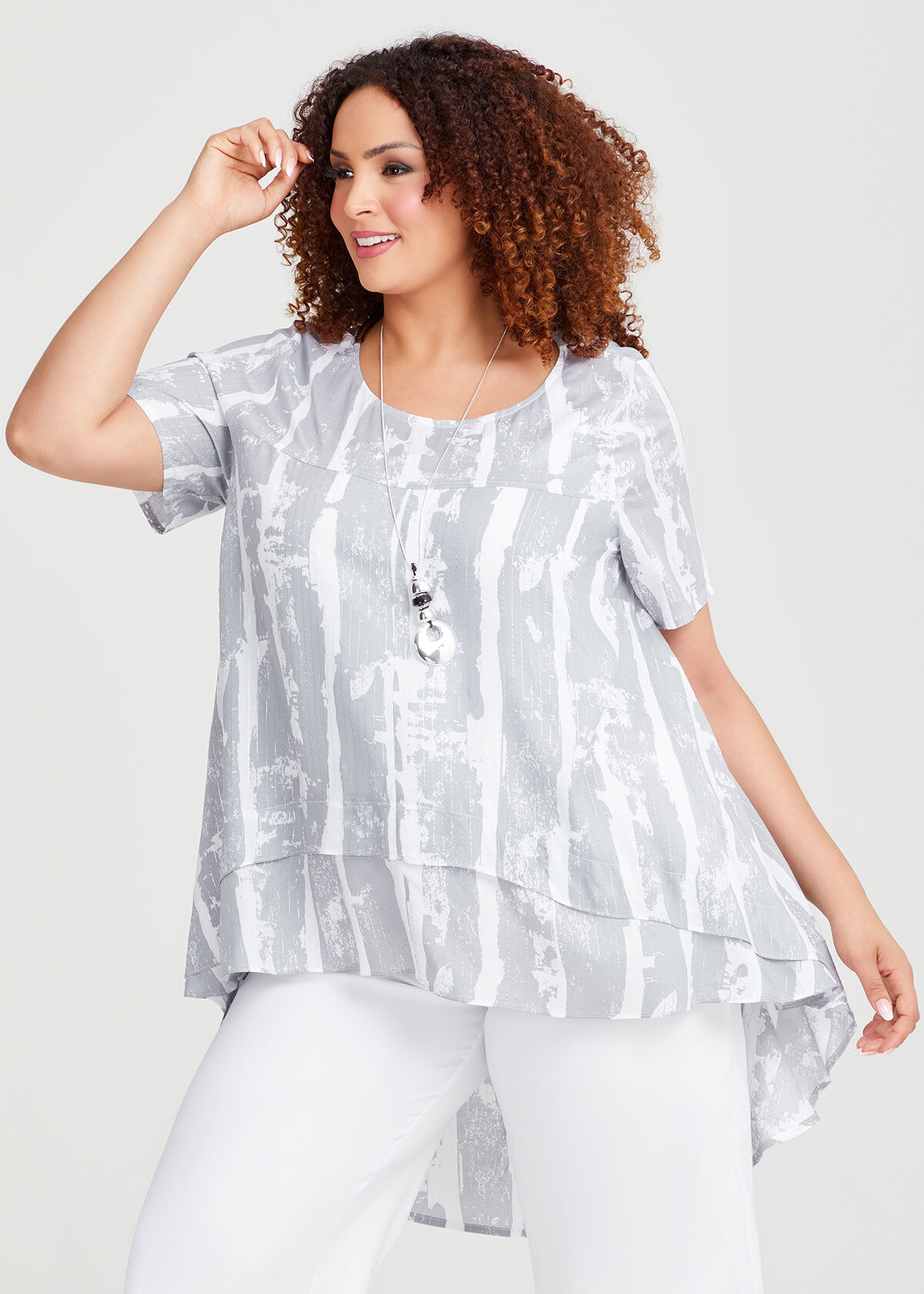 Shop Plus Size Natural Carla Metallic Tunic, Multi | Taking Shape NZ