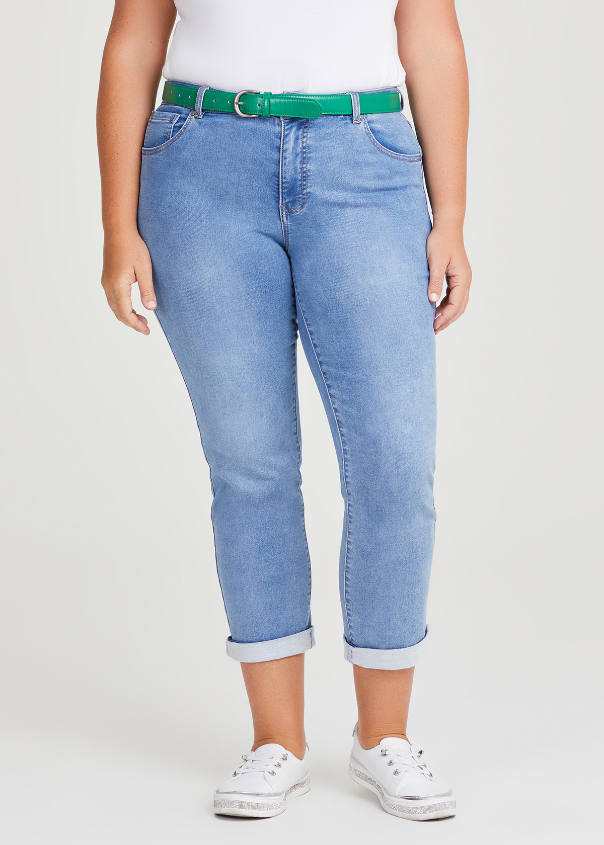 Shop Plus Size Cotton Blend Crop Jean, Blue | Taking Shape AU