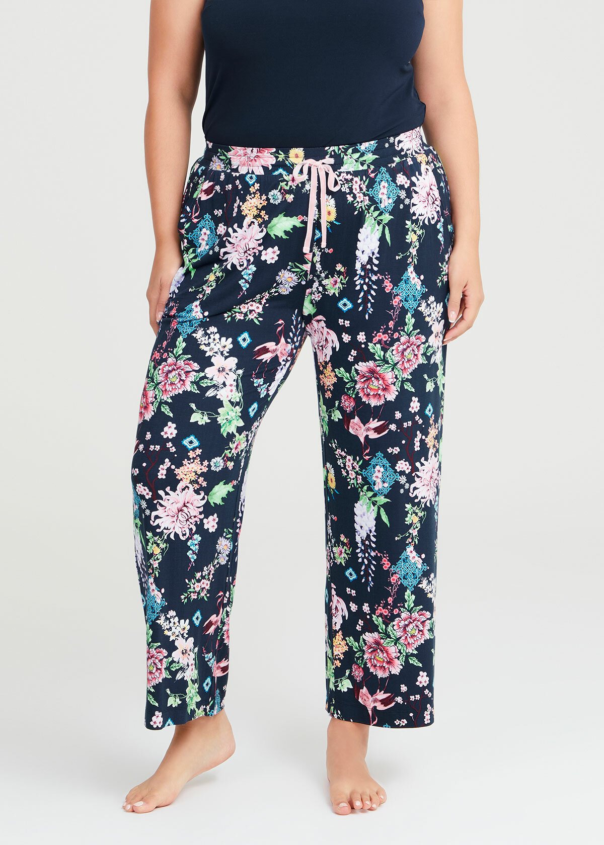 Shop Plus Size Bamboo Crane Print Pyjama Pant in Multi | Taking Shape AU