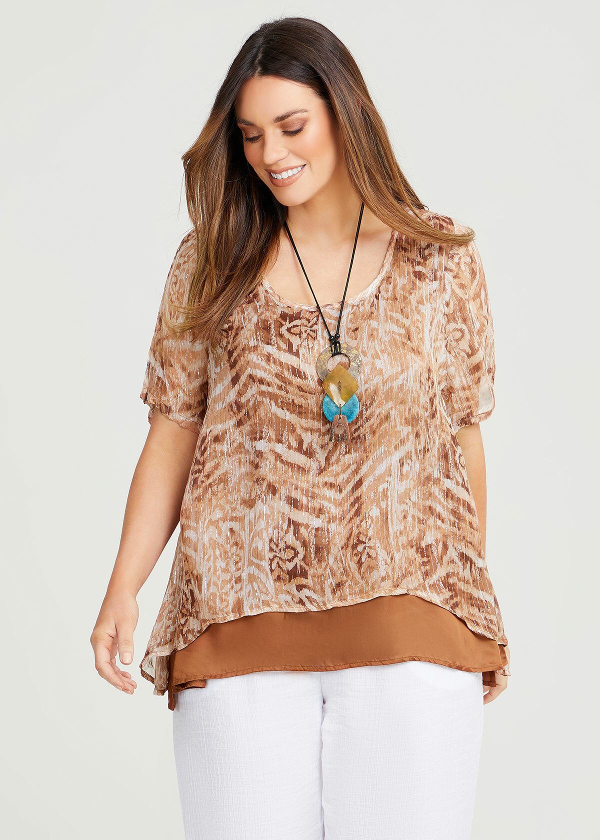 Shop Plus Size Batik Print Layered Top, Multi | Taking Shape AU