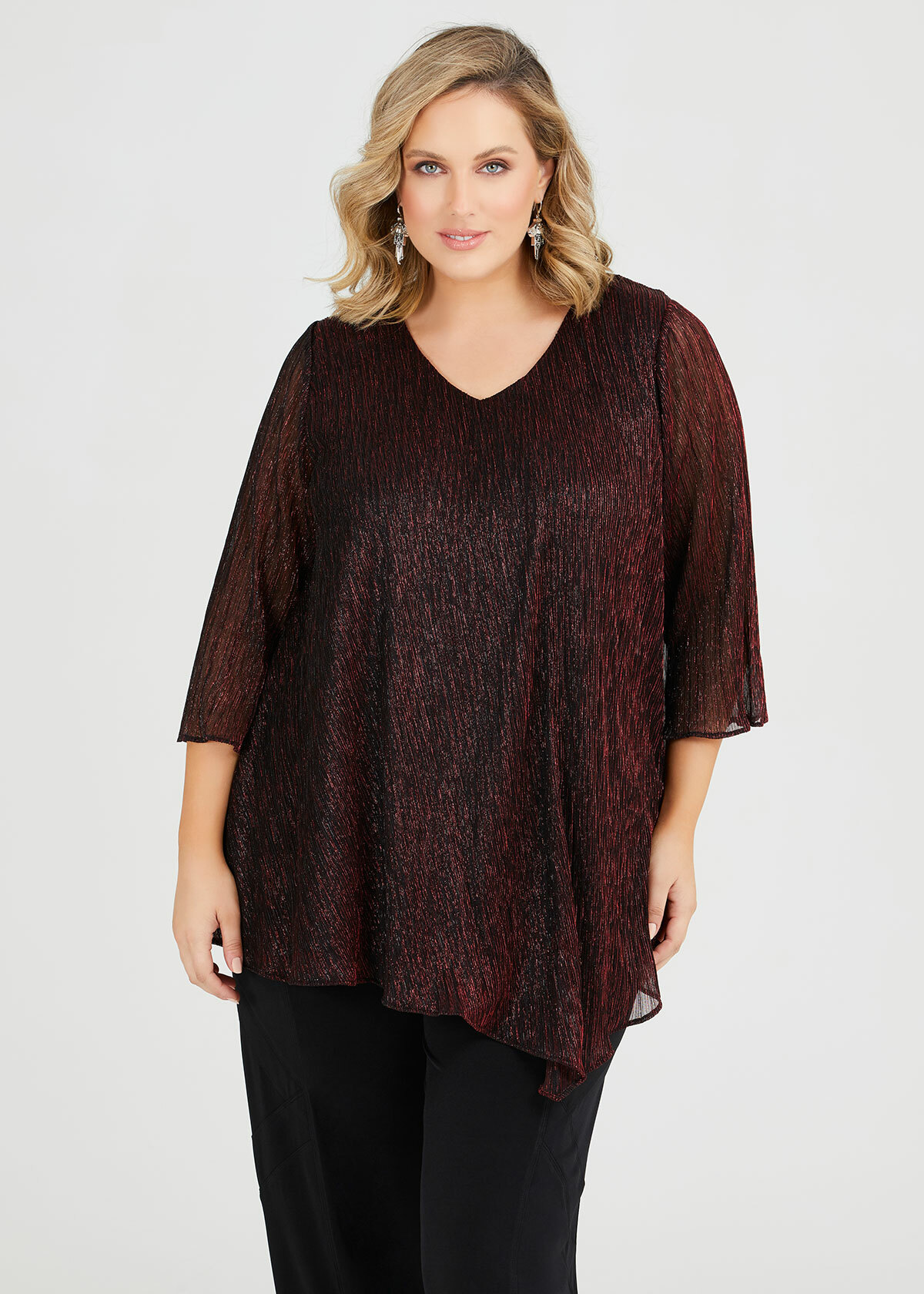Shop Plus Size Roulette Shimmer Top, Red | Taking Shape AU