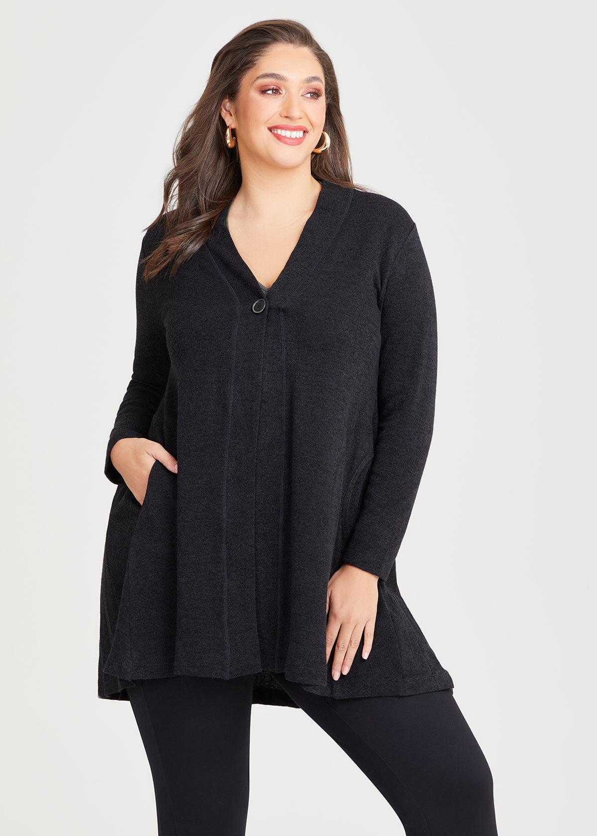 Shop Plus Size Pleat Back Enthuse Cardigan, Black | Taking Shape AU