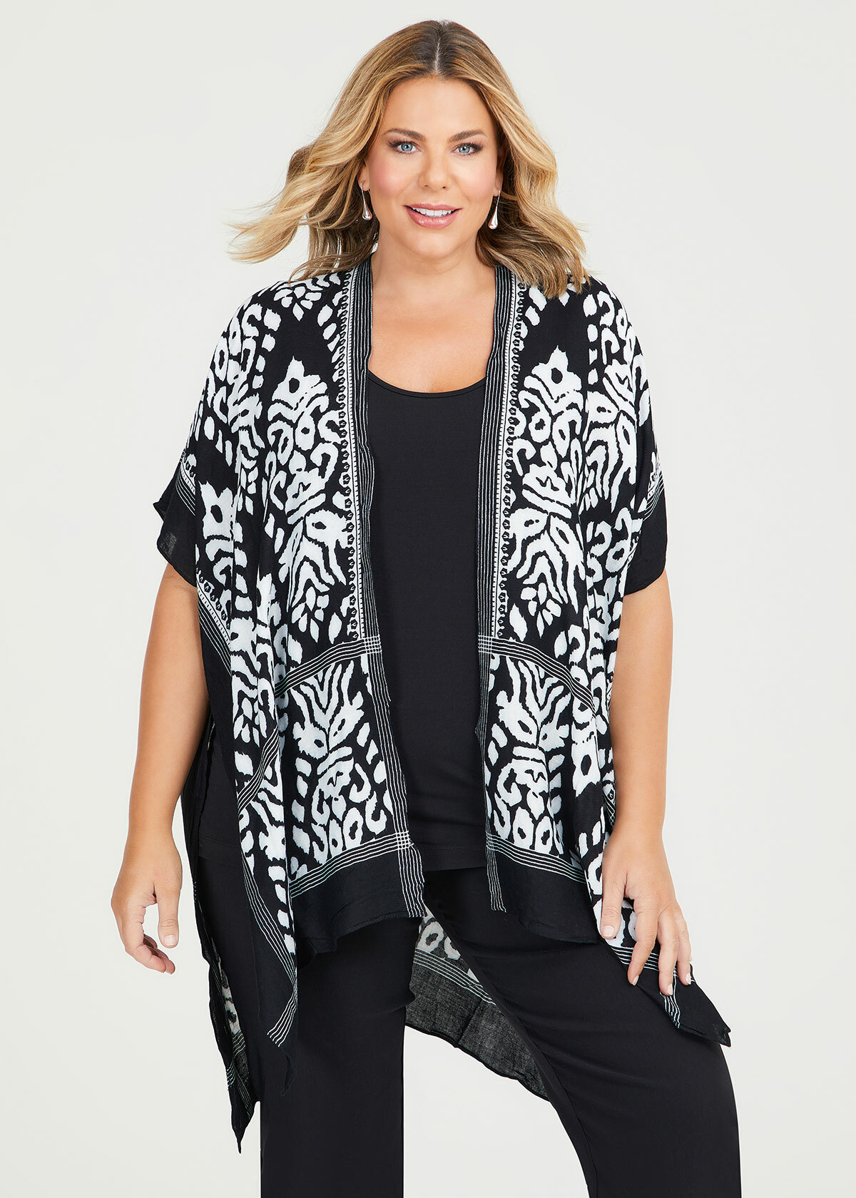 Shop Plus Size Monochrome Border Floral Cape, Multi | Taking Shape AU
