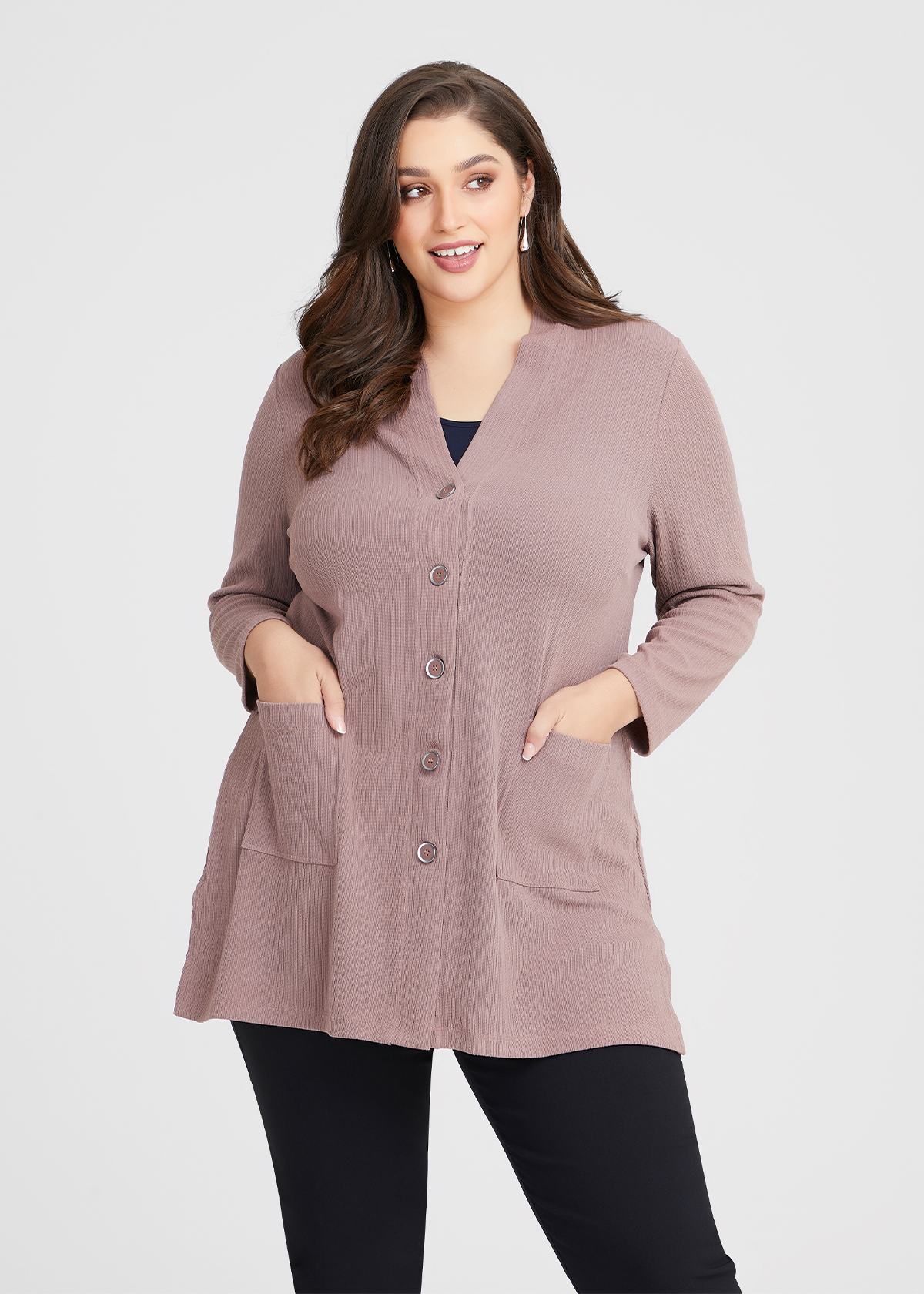 Shop Plus Size Longline Rib Cardigan, Brown | Taking Shape AU