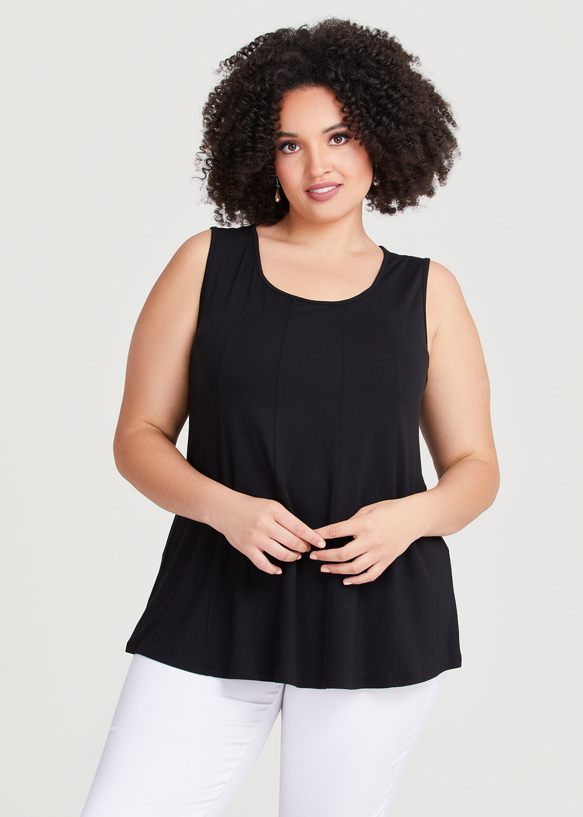 Shop Plus Size Natural Evie Sleeveless Tank, Black | Taking Shape NZ