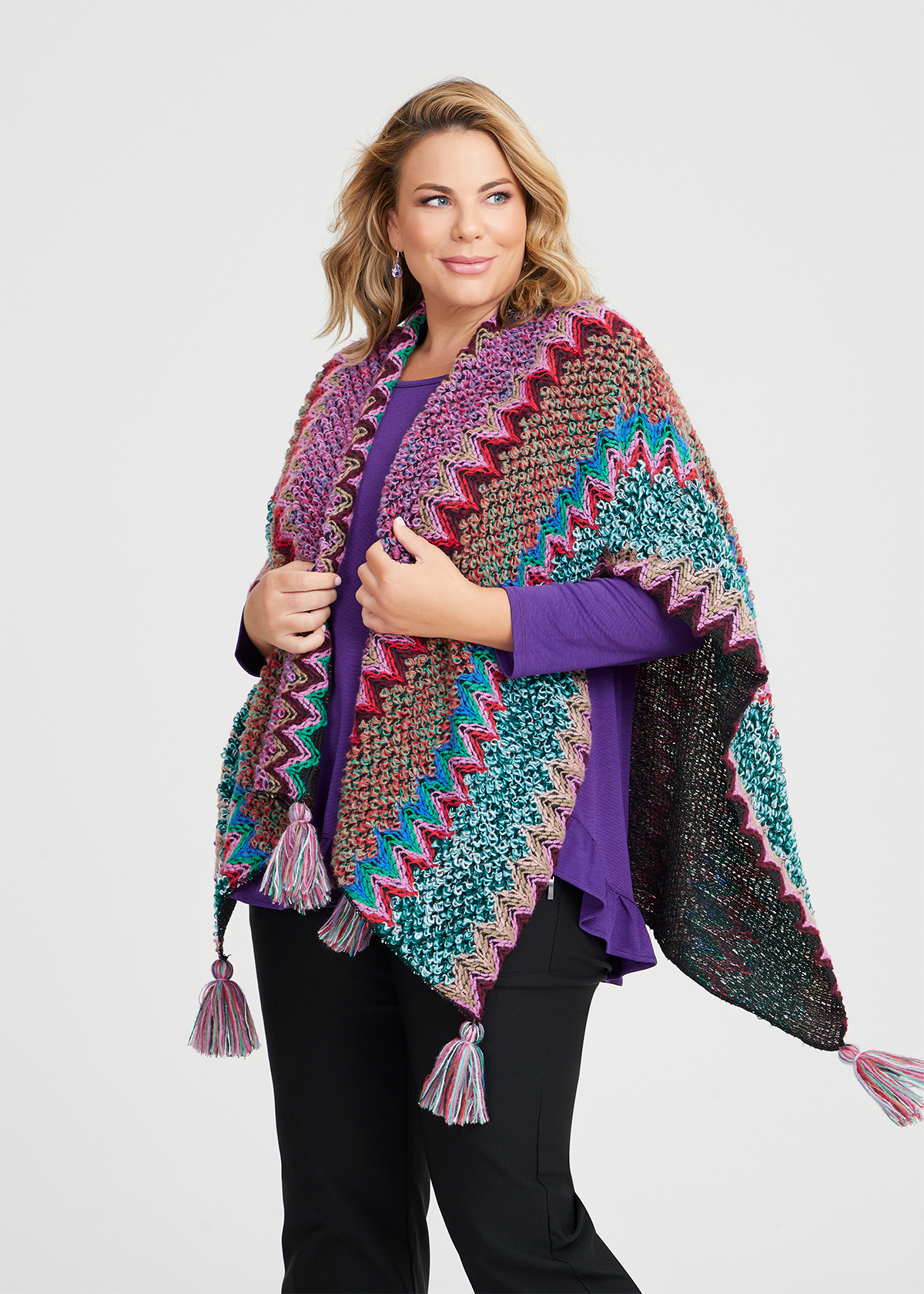 Shop Bright Textured Poncho in Multi | Accessories | Taking Shape UK