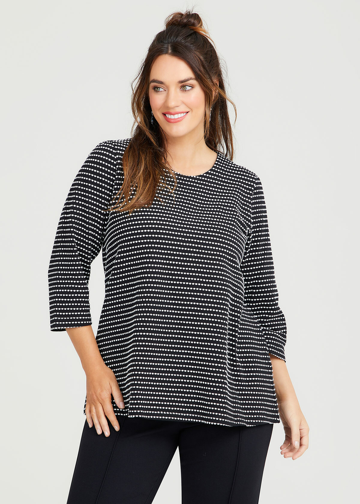 Shop Plus Size Cotton Dot Ticking Top in Black | Taking Shape AU