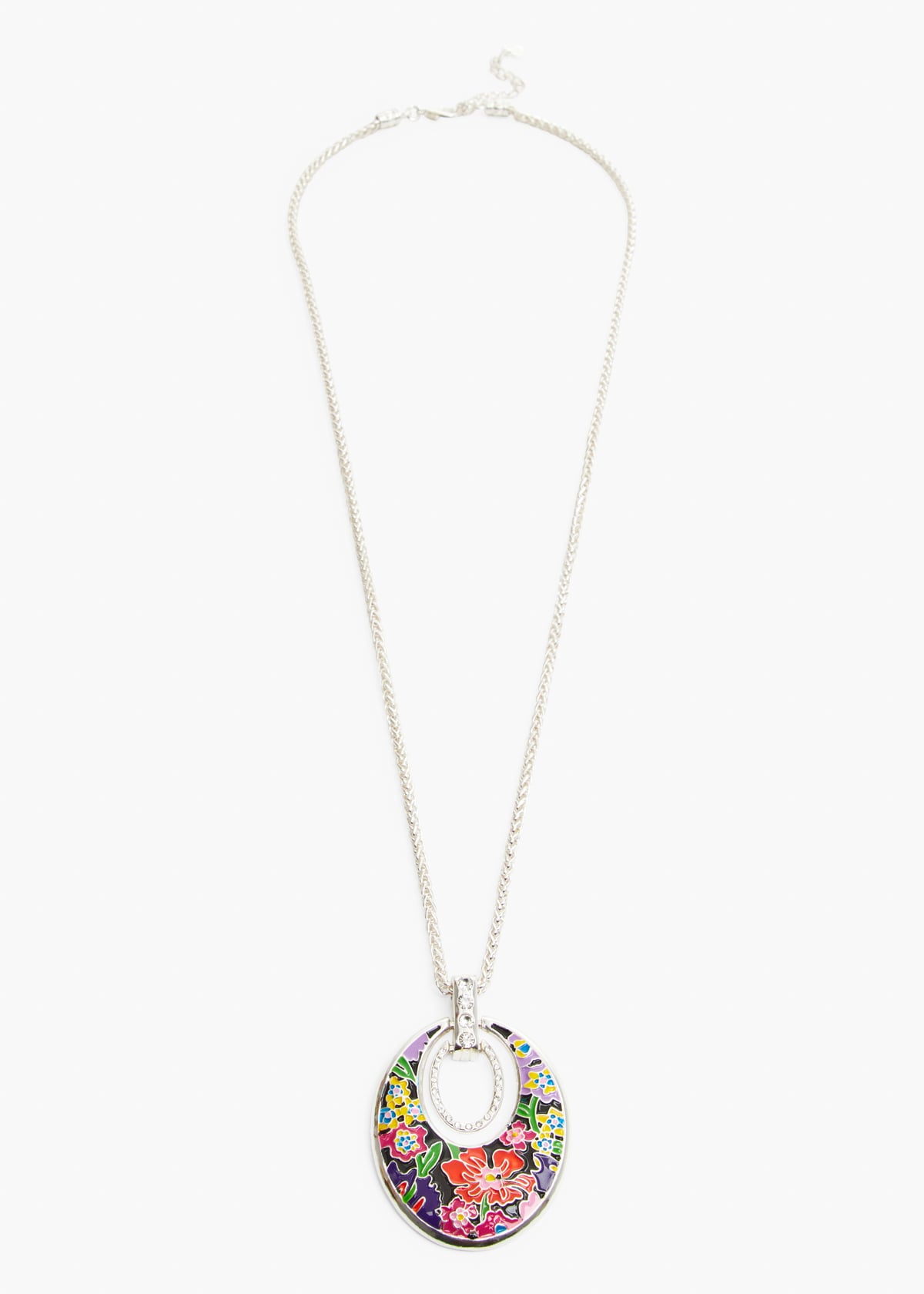 Shop Enamel Floral Long Disc Necklace in Multi | Accessories | Taking ...