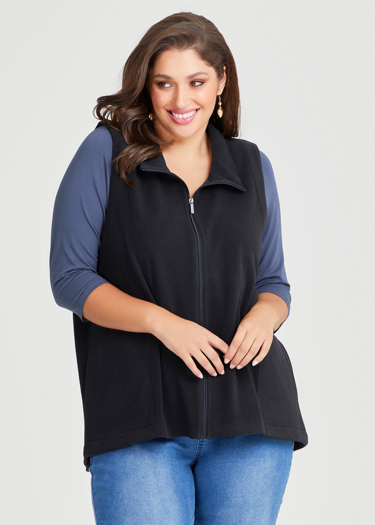 Shop Plus Size Polar Fleece Vest, Black | Taking Shape AU