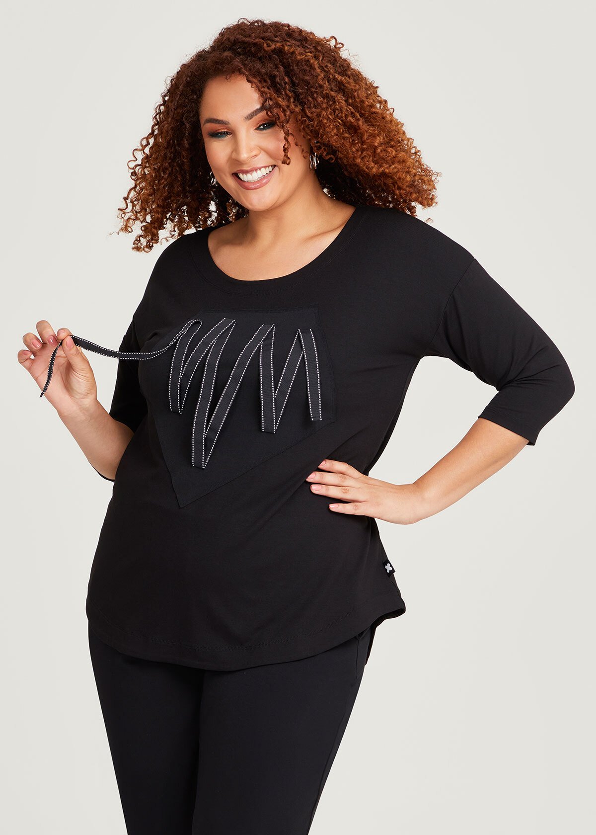 Shop Plus Size Natural Green Days Top, Black | Taking Shape AU