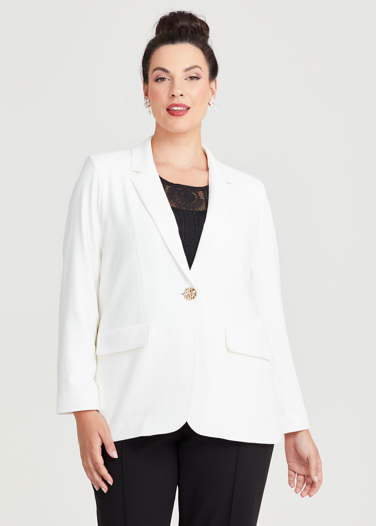 Shop Plus Size Dress Code Blazer Jacket, White | Taking Shape AU