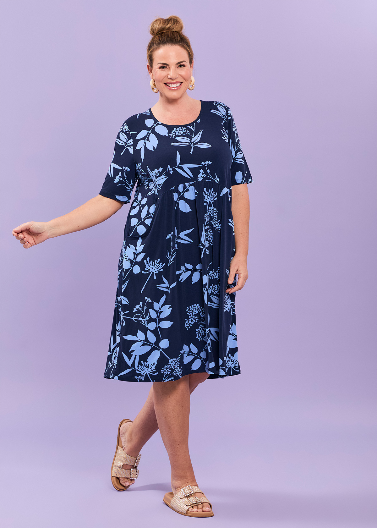 Shop Plus Size Violet Everyday Empire Dress, Blue | Taking Shape AU