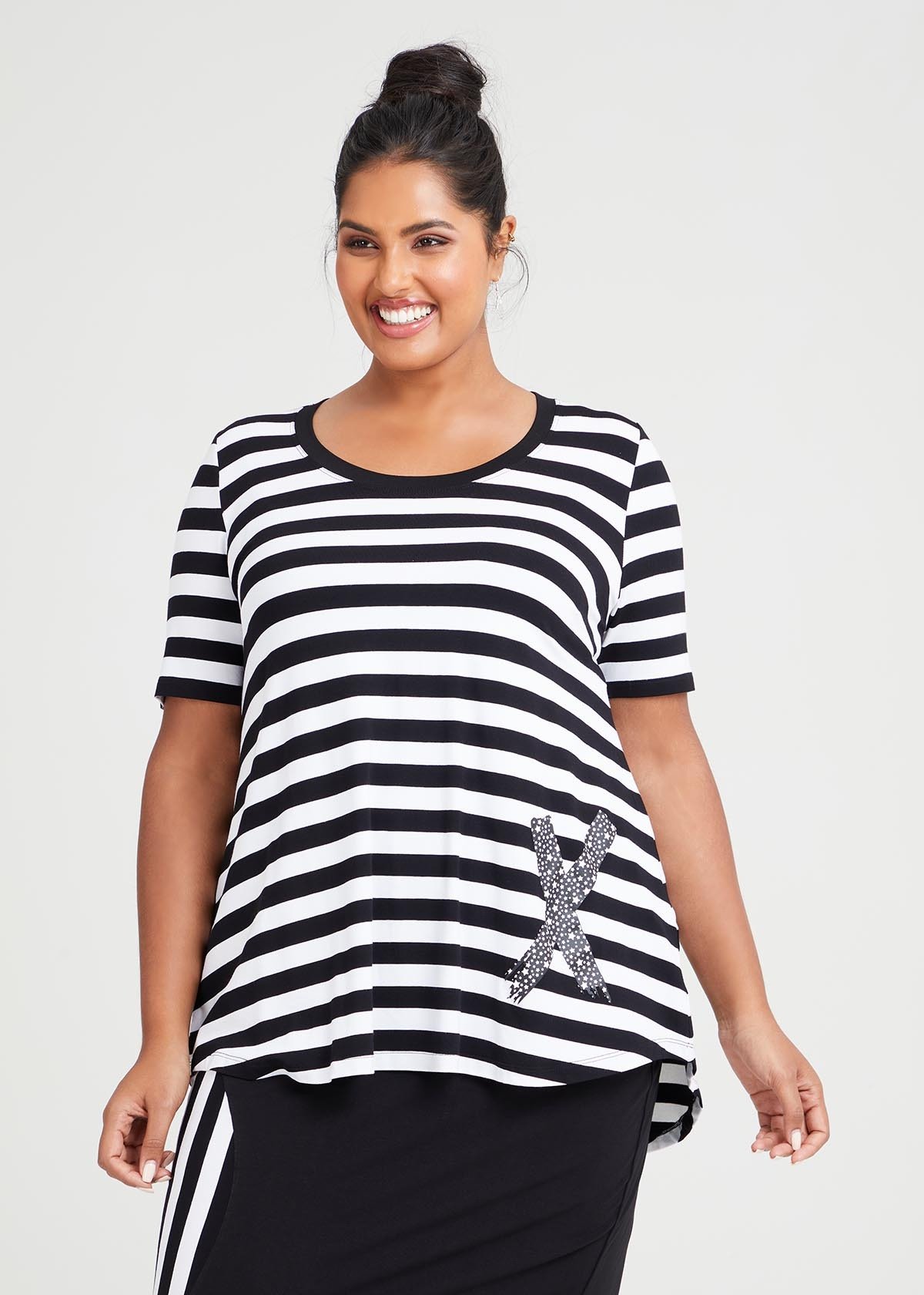 Shop Plus Size Natural Stripe X Top In Stripes Taking Shape Au