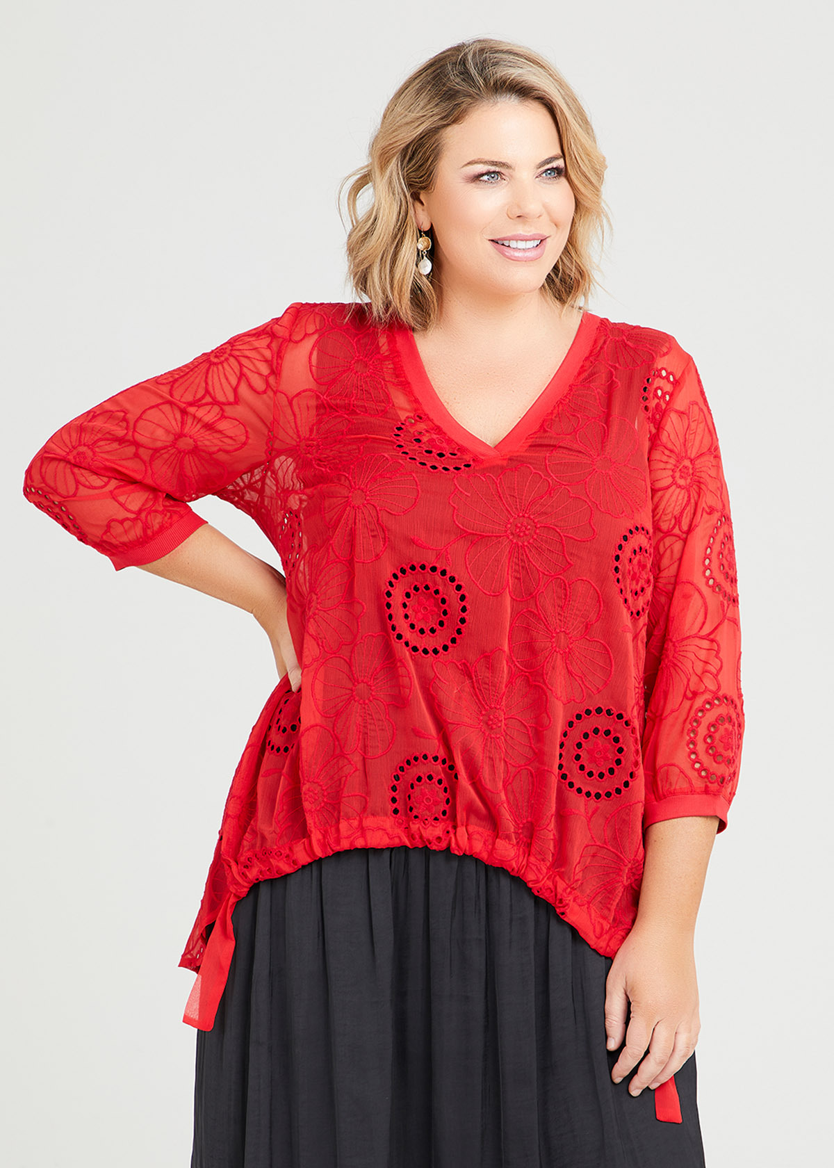 Shop Plus Size Flower Power Top, Red | Taking Shape AU