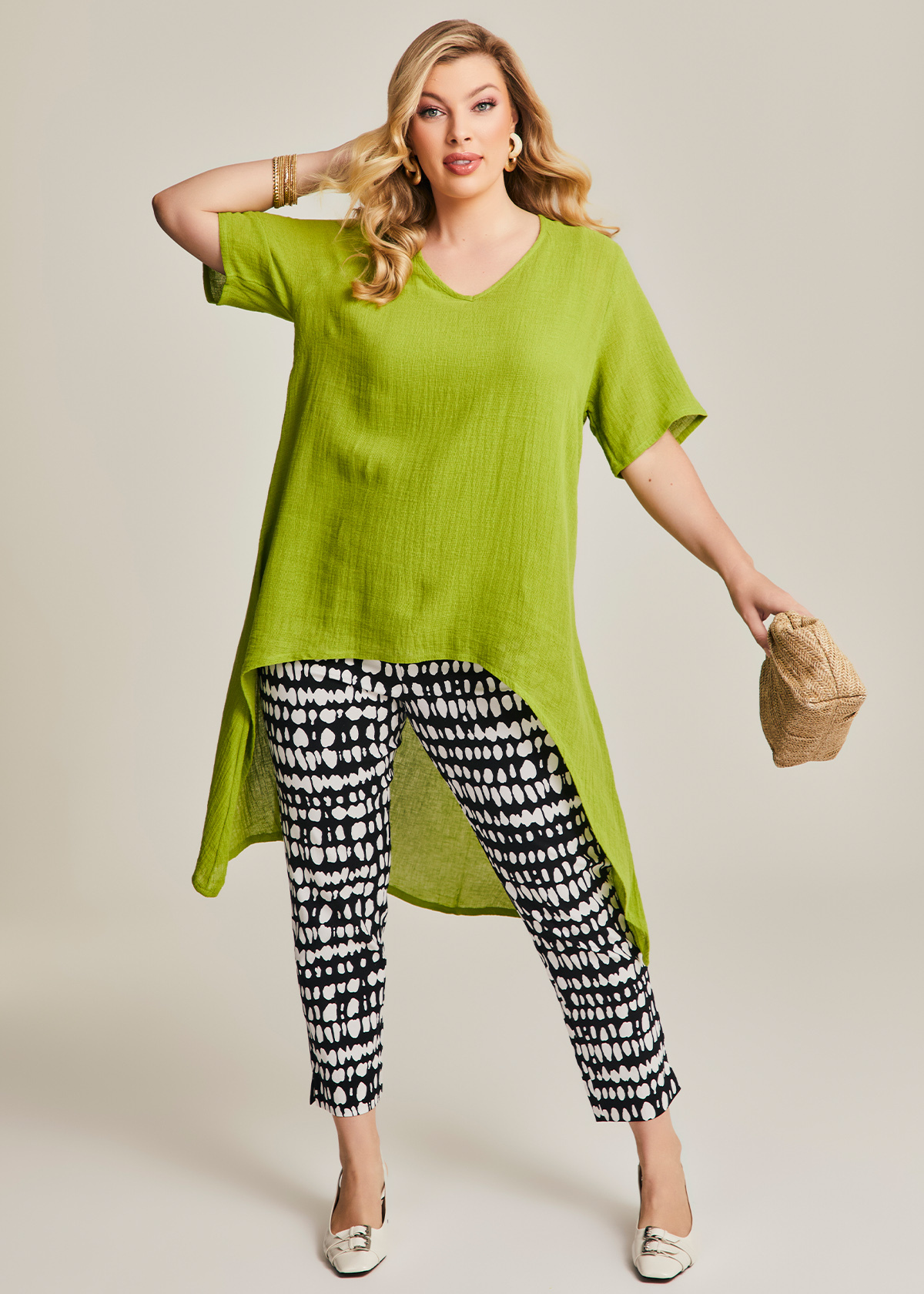 Shop Plus Size Linen Blend Sicily Ada Top, Green | Taking Shape AU