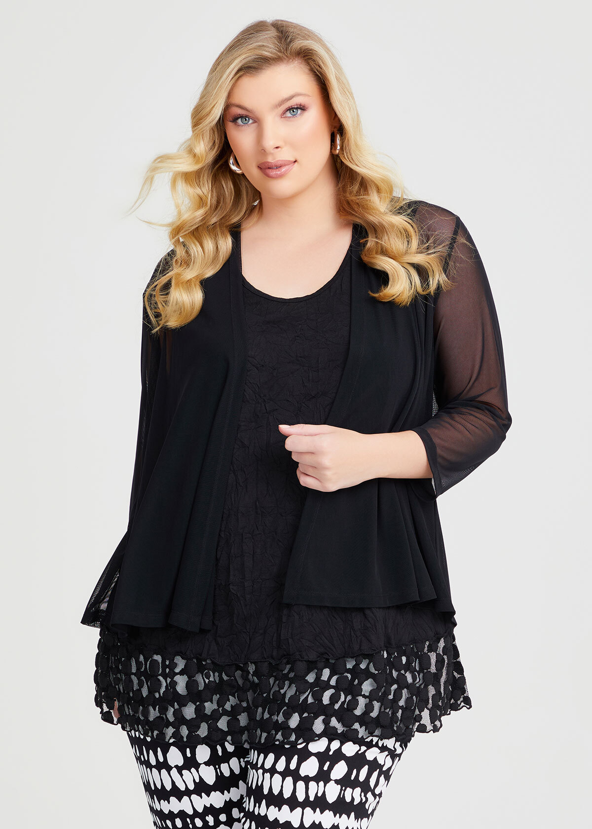 Shop Plus Size Mesh Drape Cardigan, Black | Taking Shape AU