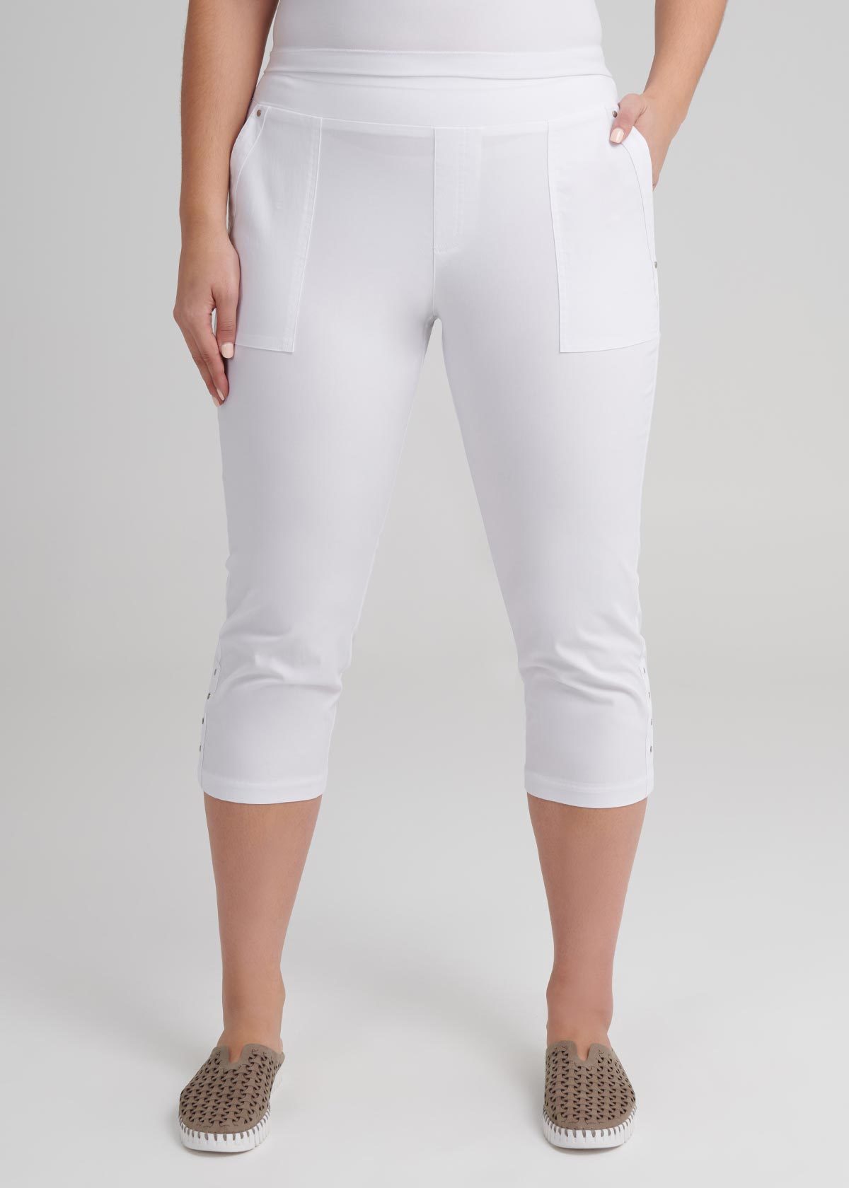 Shop Plus Size Trapeze Weekender Crop Pant in White | Sizes 12-30 ...