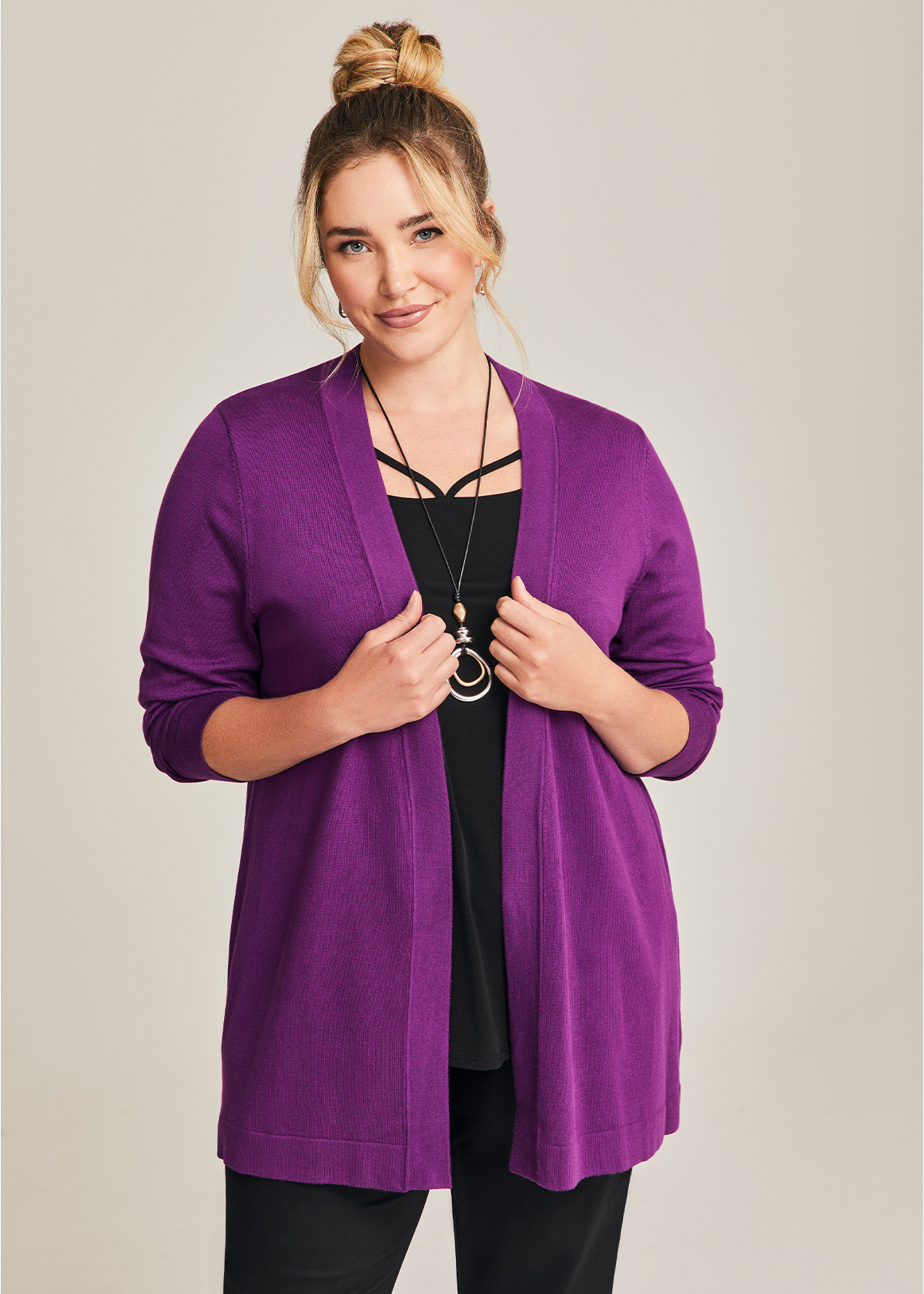 Shop Plus Size Lightweight Natural Cardigan, Purple | Taking Shape AU