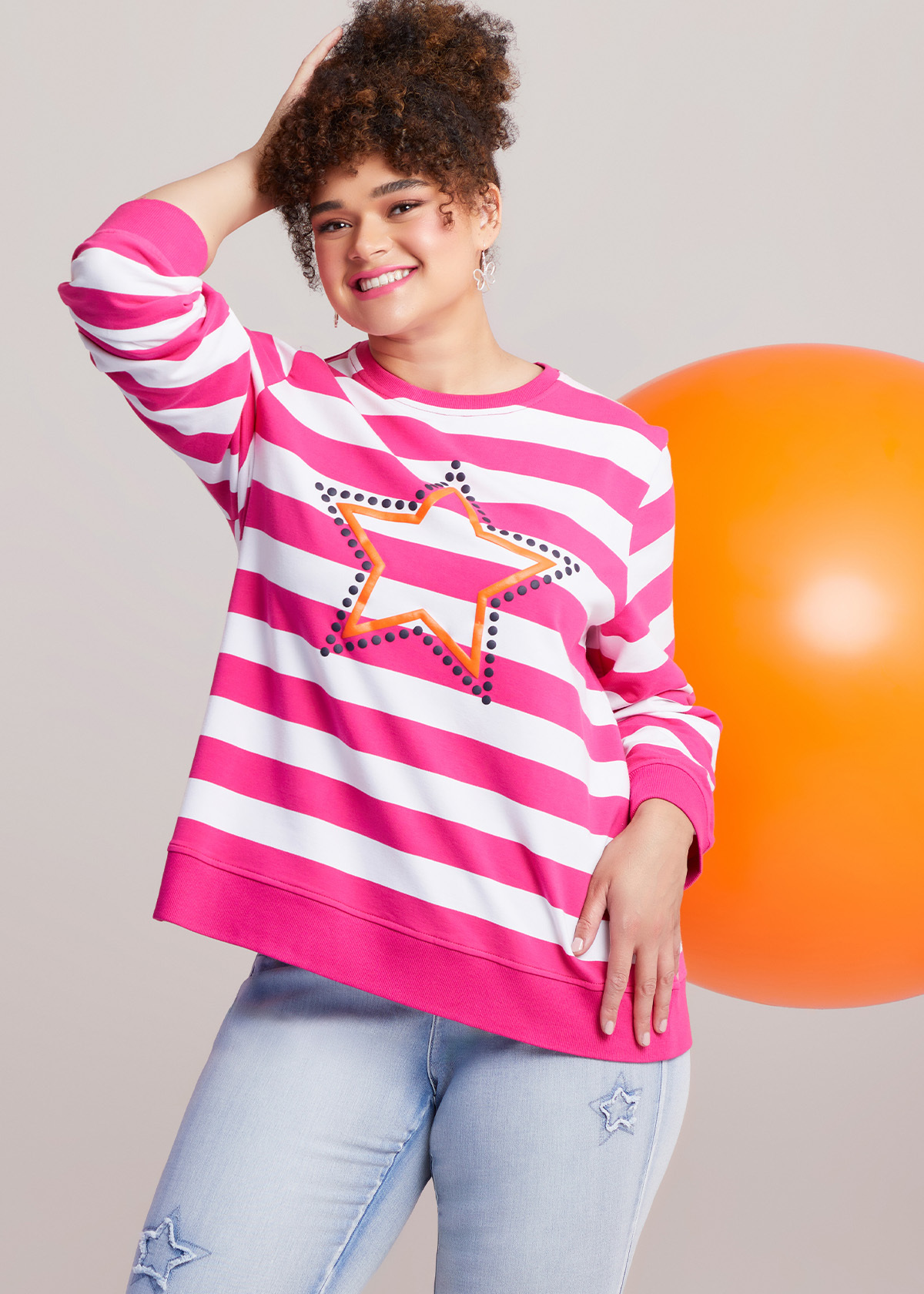 Shop Plus Size Cotton Bright Star Sweatshirt, Red | Taking Shape AU