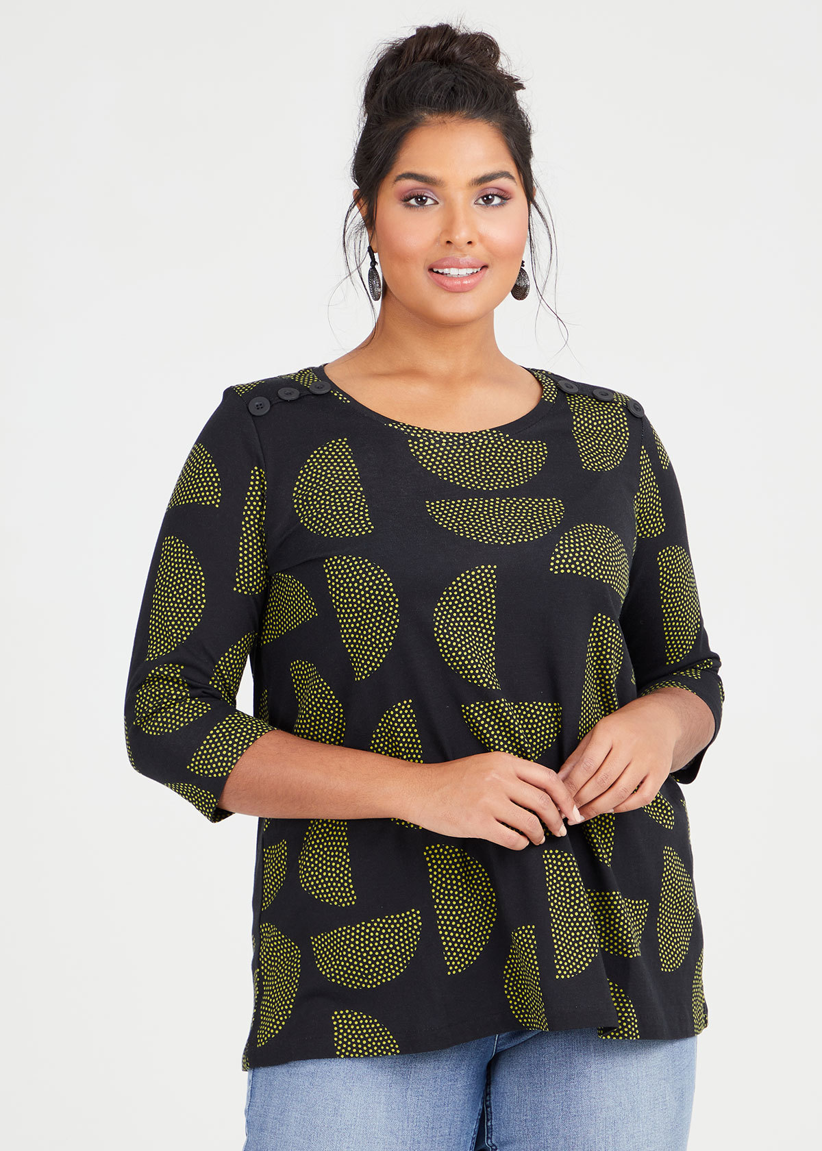 Shop Plus Size Cotton Mix Spots Top, Green | Taking Shape AU