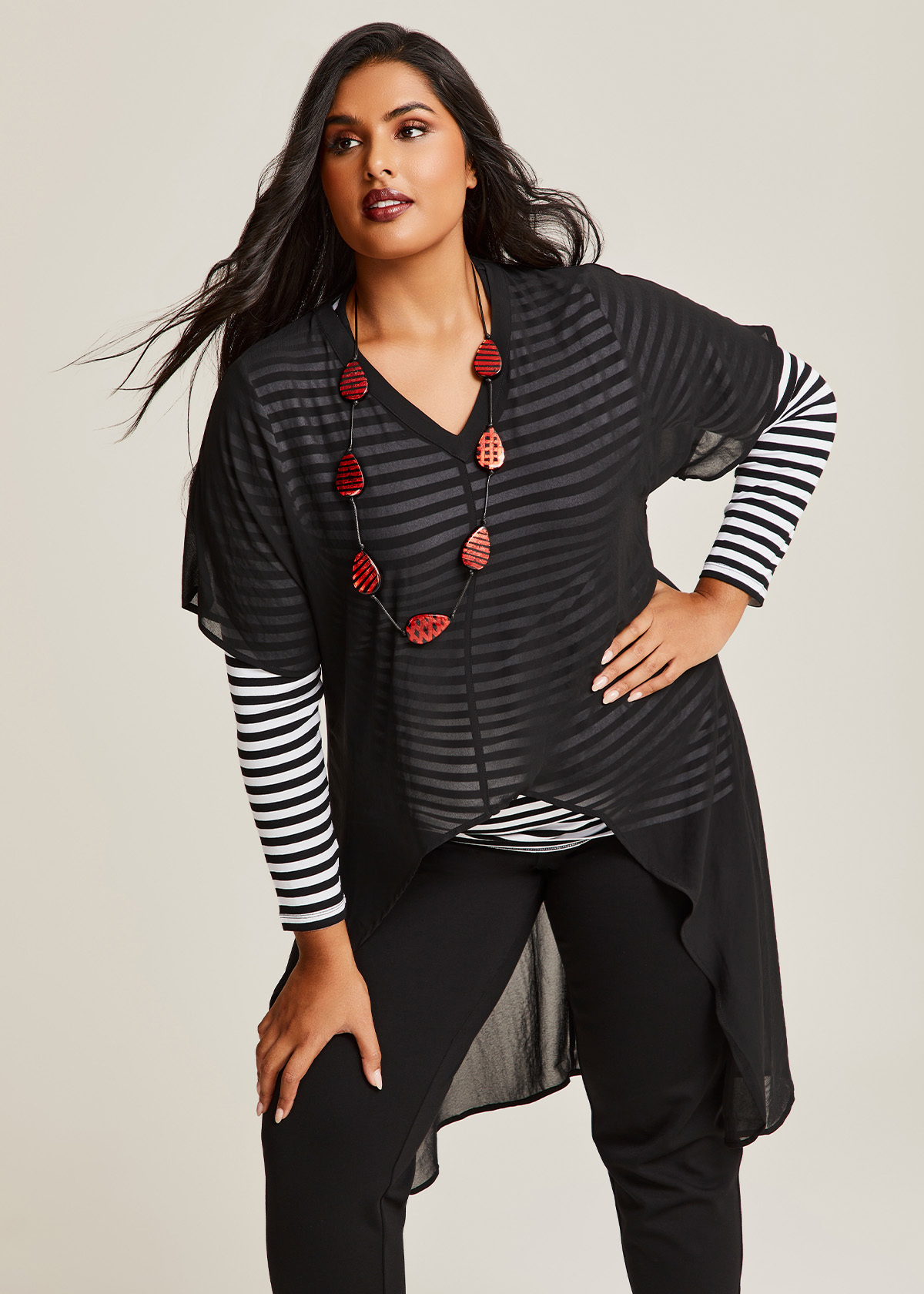 Shop Plus Size Chiffon Ada Layering Top, Black | Taking Shape AU