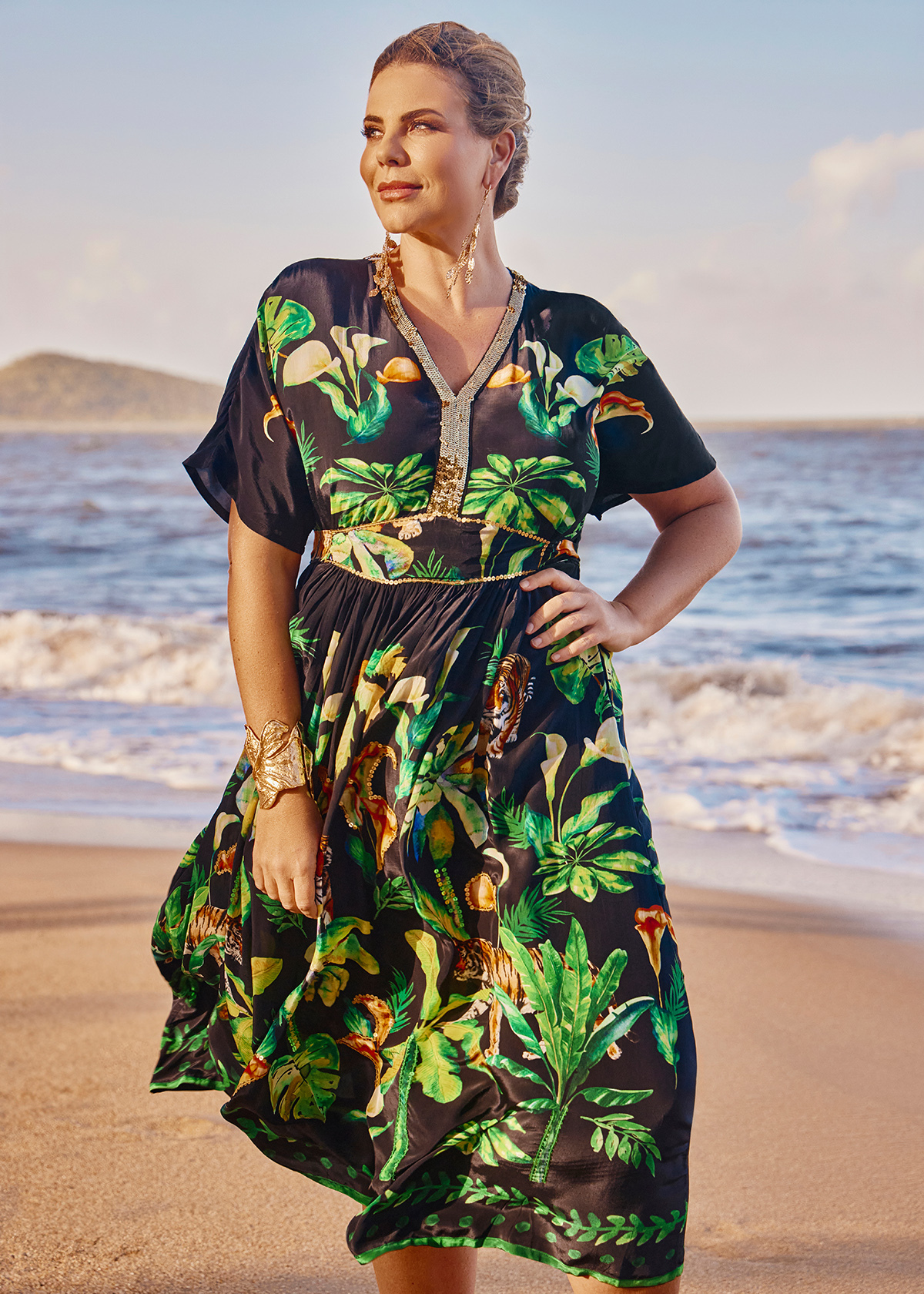 Shop Plus Size Natural Dazzle Maxi Dress, Multi | Taking Shape NZ