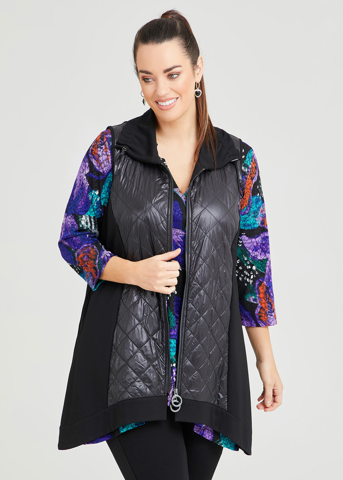Shop Plus Size Mia Quilted Bamboo Ponte Vest, Black | Taking Shape NZ