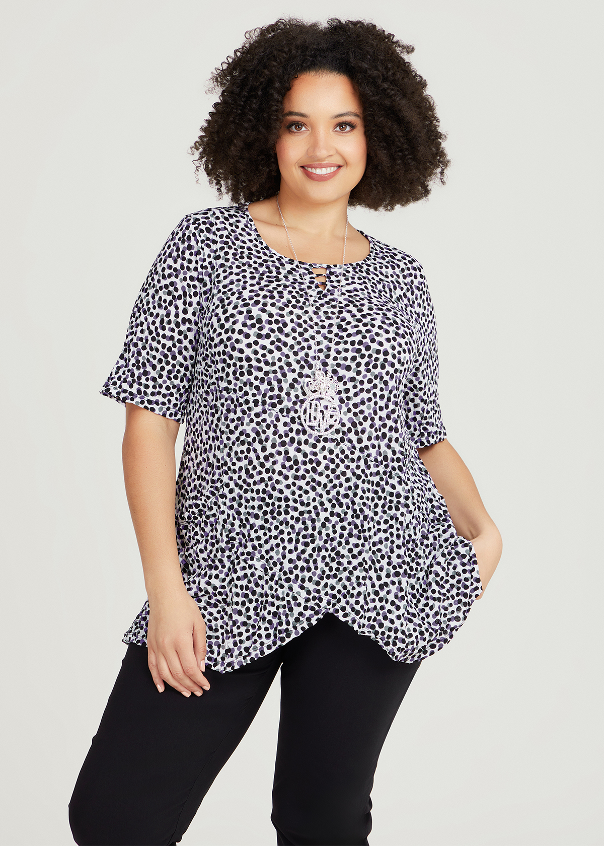 Shop Plus Size Spot Keyhole Crush Top, Multi | Taking Shape NZ
