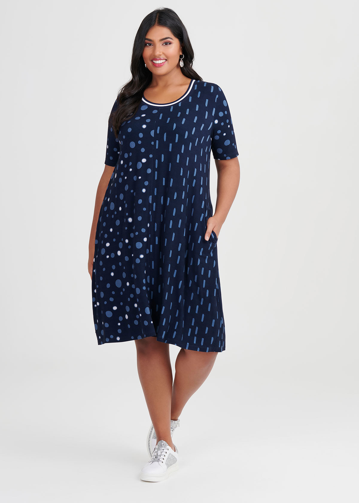Shop Plus Size Bamboo Dash & Dot Dress in Print | Taking Shape AU
