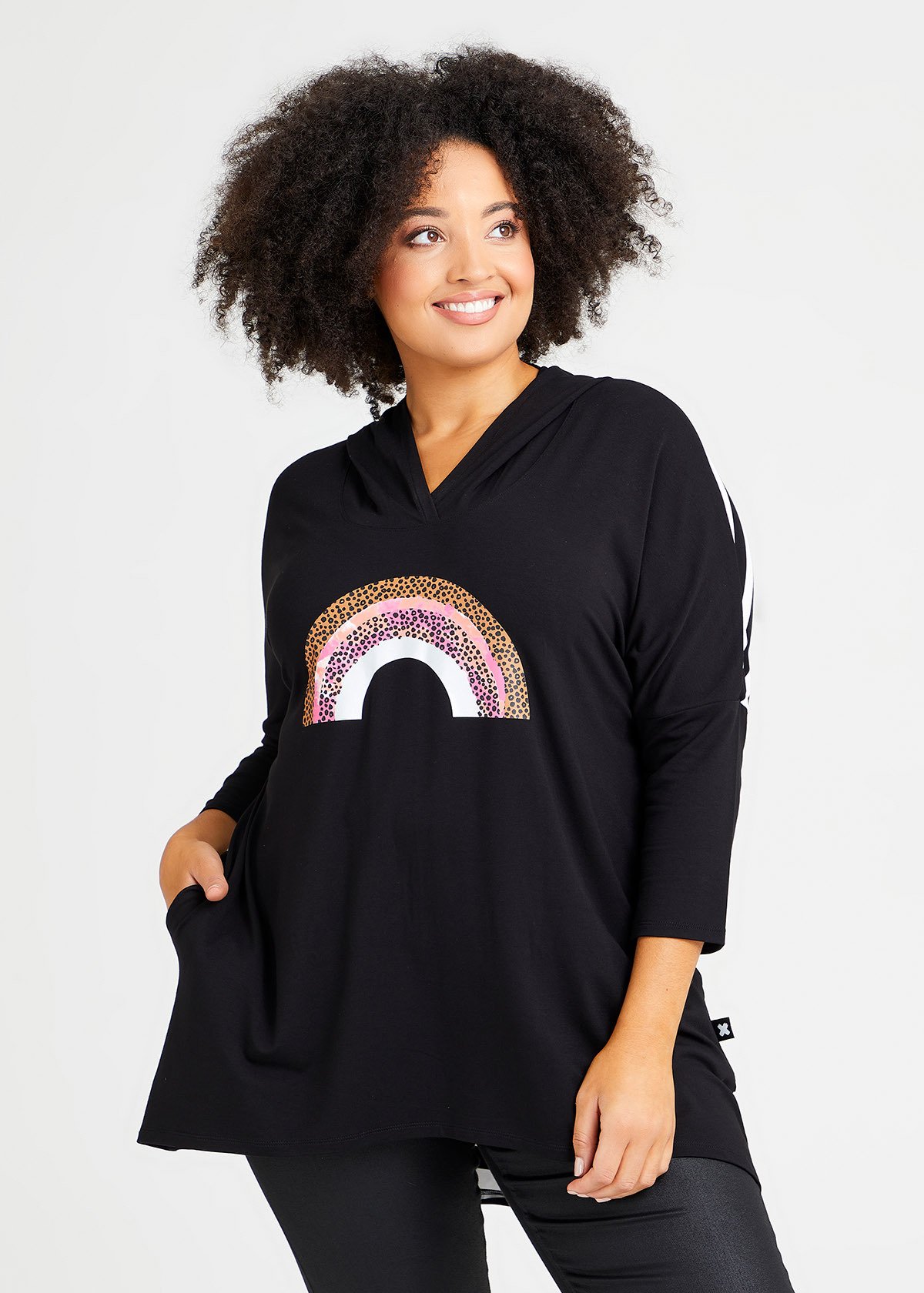 Shop Plus Size Natural Rainbow Stripe Top, Stripes | Taking Shape AU