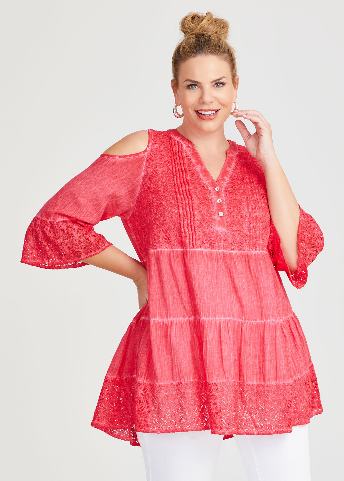 Cotton Cold Shoulder Tunic for Plus Size Women | Taking Shape AU
