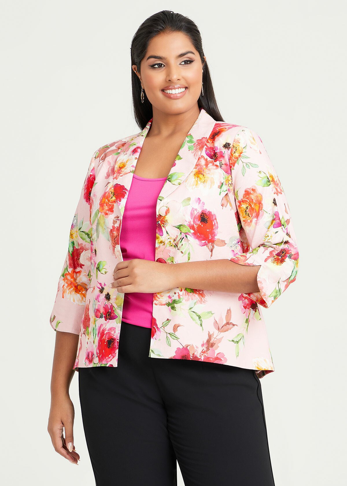 Shop Plus Size Cassia Linen Jacket, Multi | Taking Shape AU