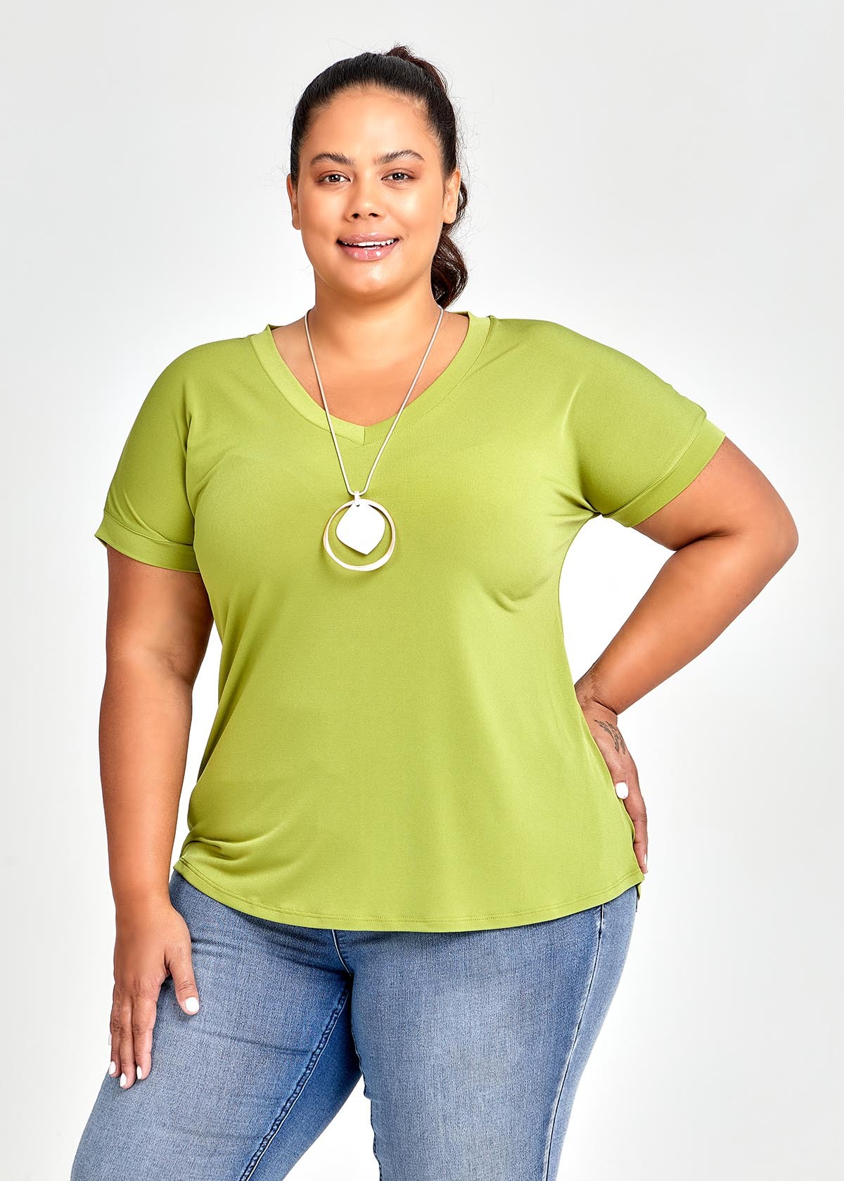 Shop Plus Size V-neck Luna Top in Green | Taking Shape AU