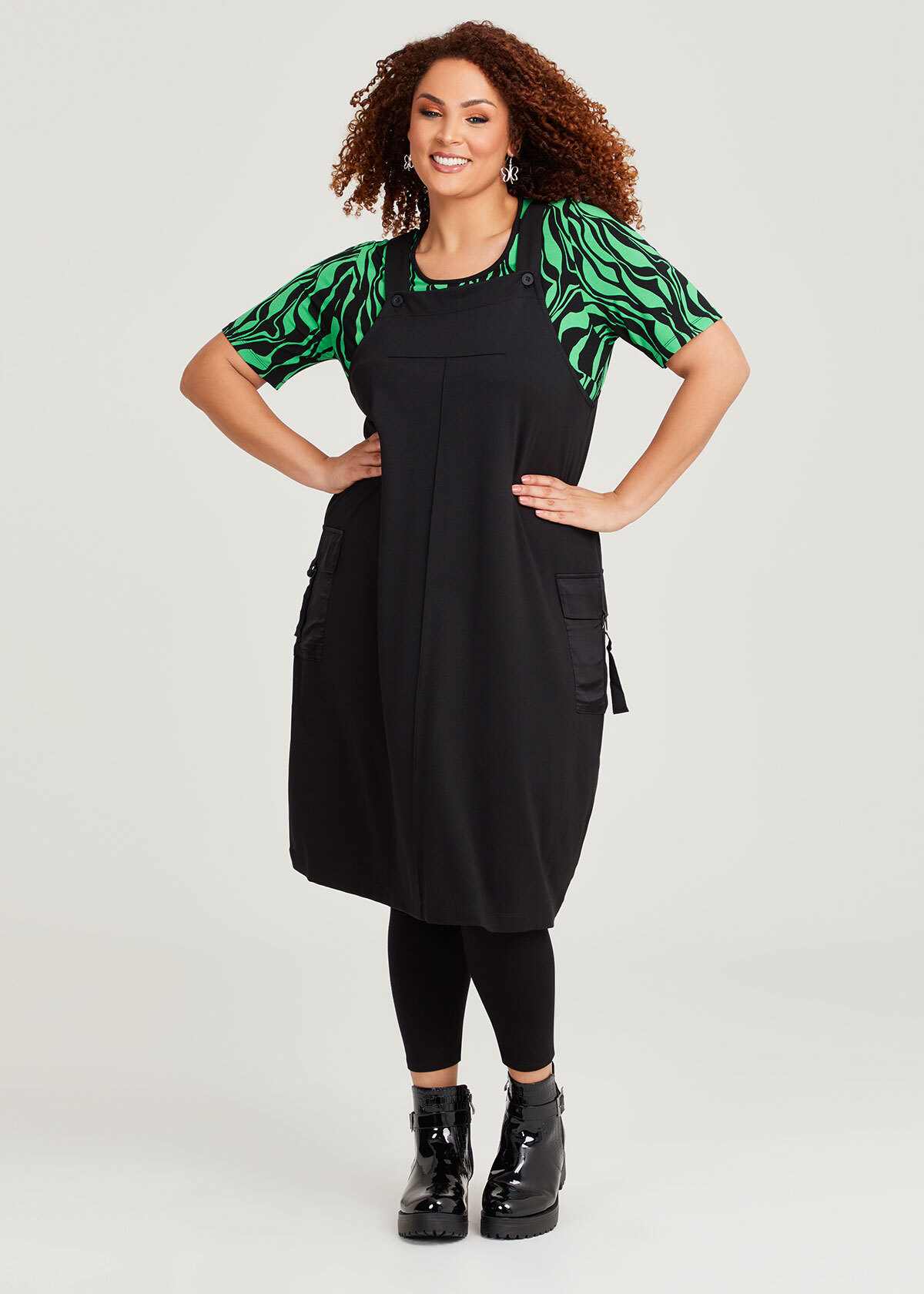 Shop Plus Size Ponte Aisling Pinafore Dress, Black | Taking Shape AU