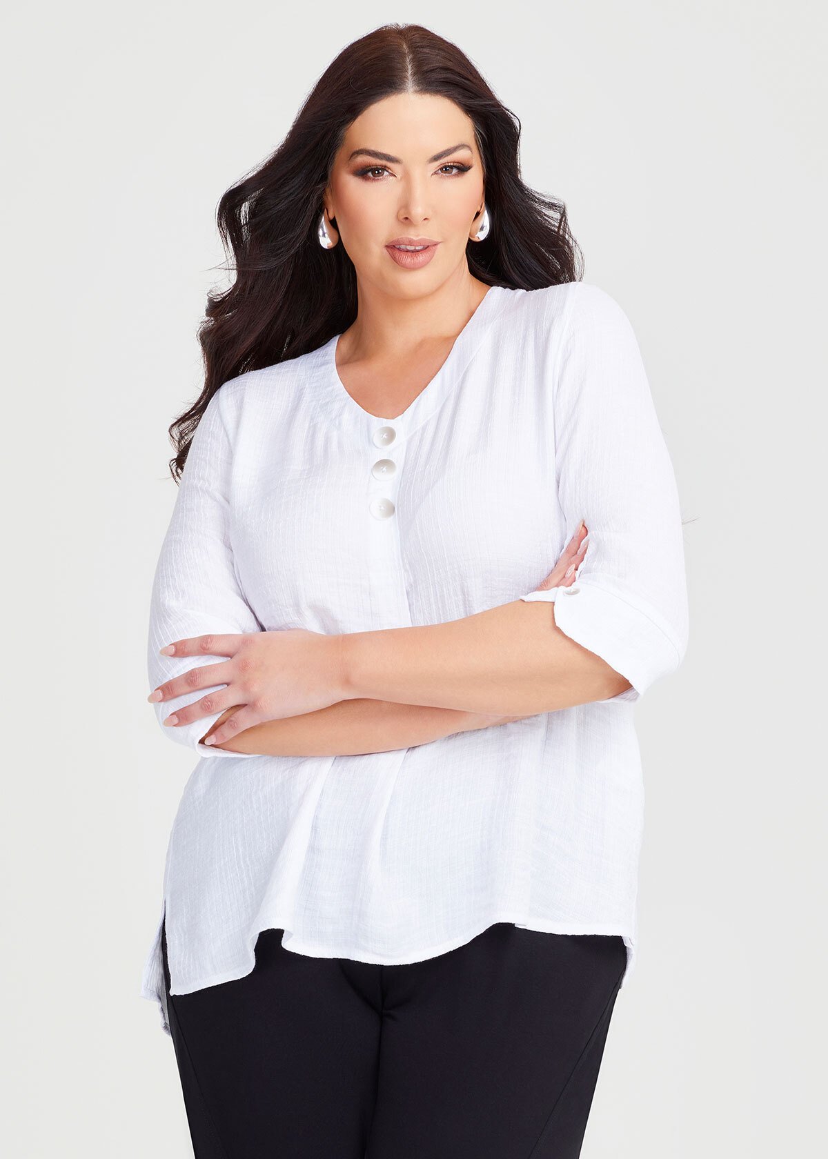 Shop Plus Size Amy Swing Natural Top, White | Taking Shape AU