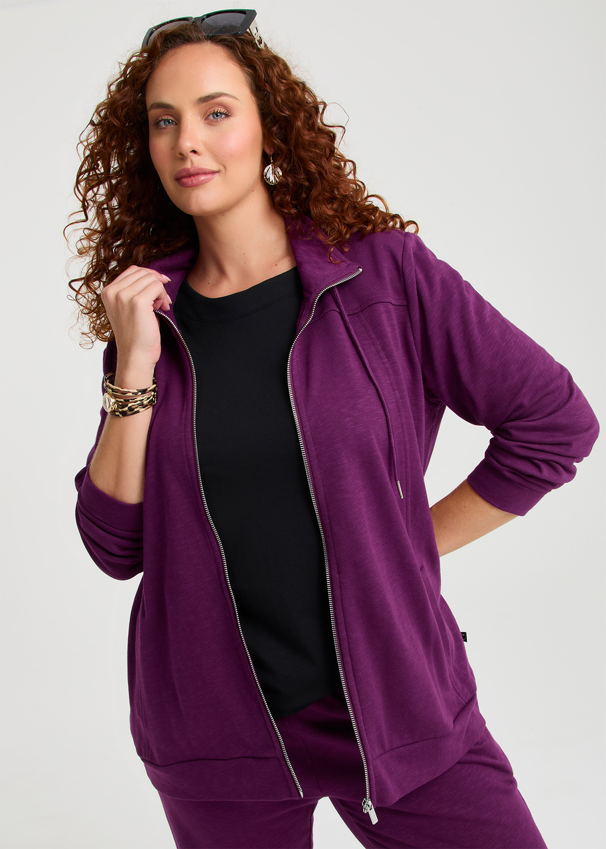 Shop Plus Size Funnel Neck Active Jacket, Red | Taking Shape CA