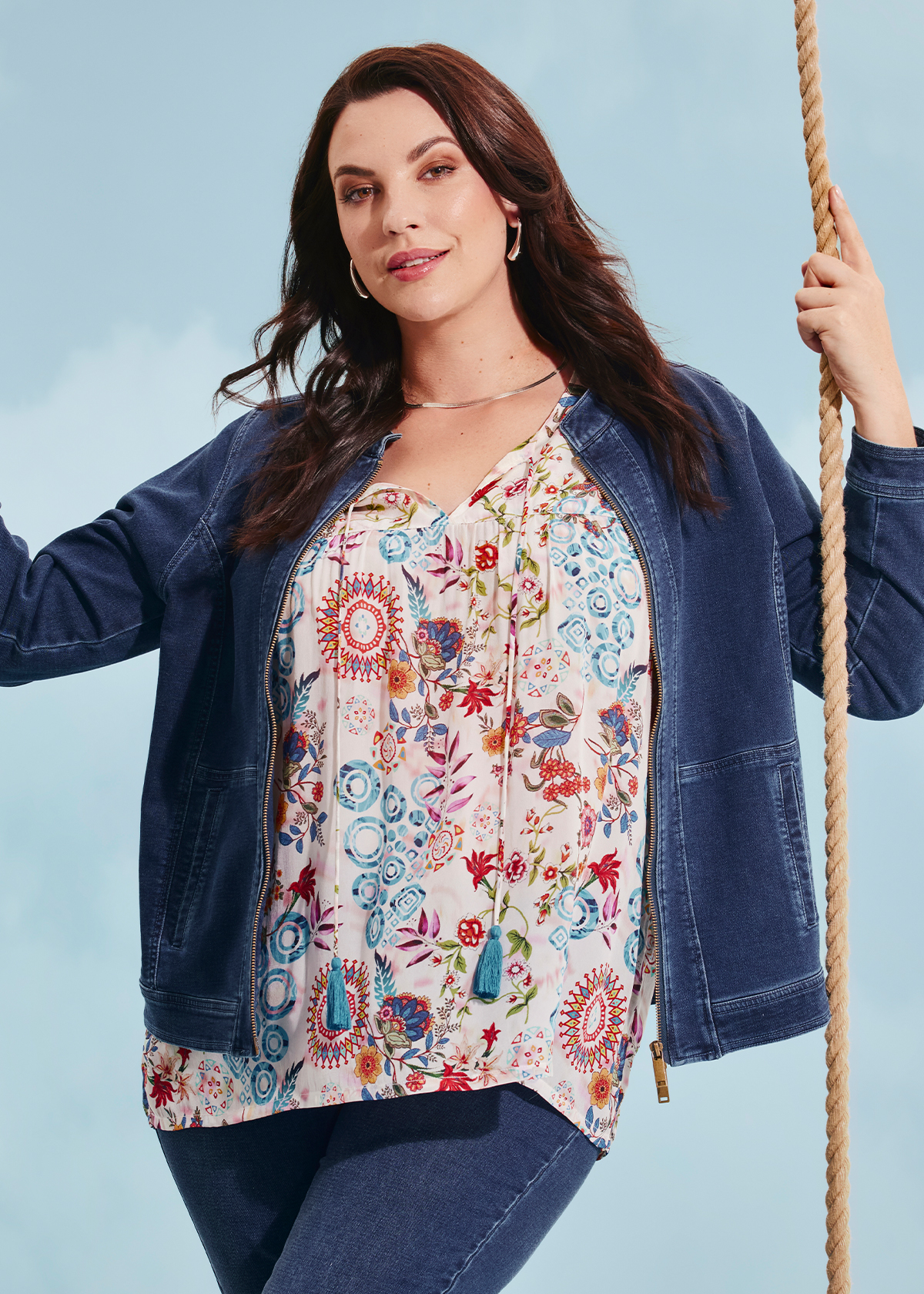 Shop Plus Size Zip Through Denim Jacket, Blue | Taking Shape AU