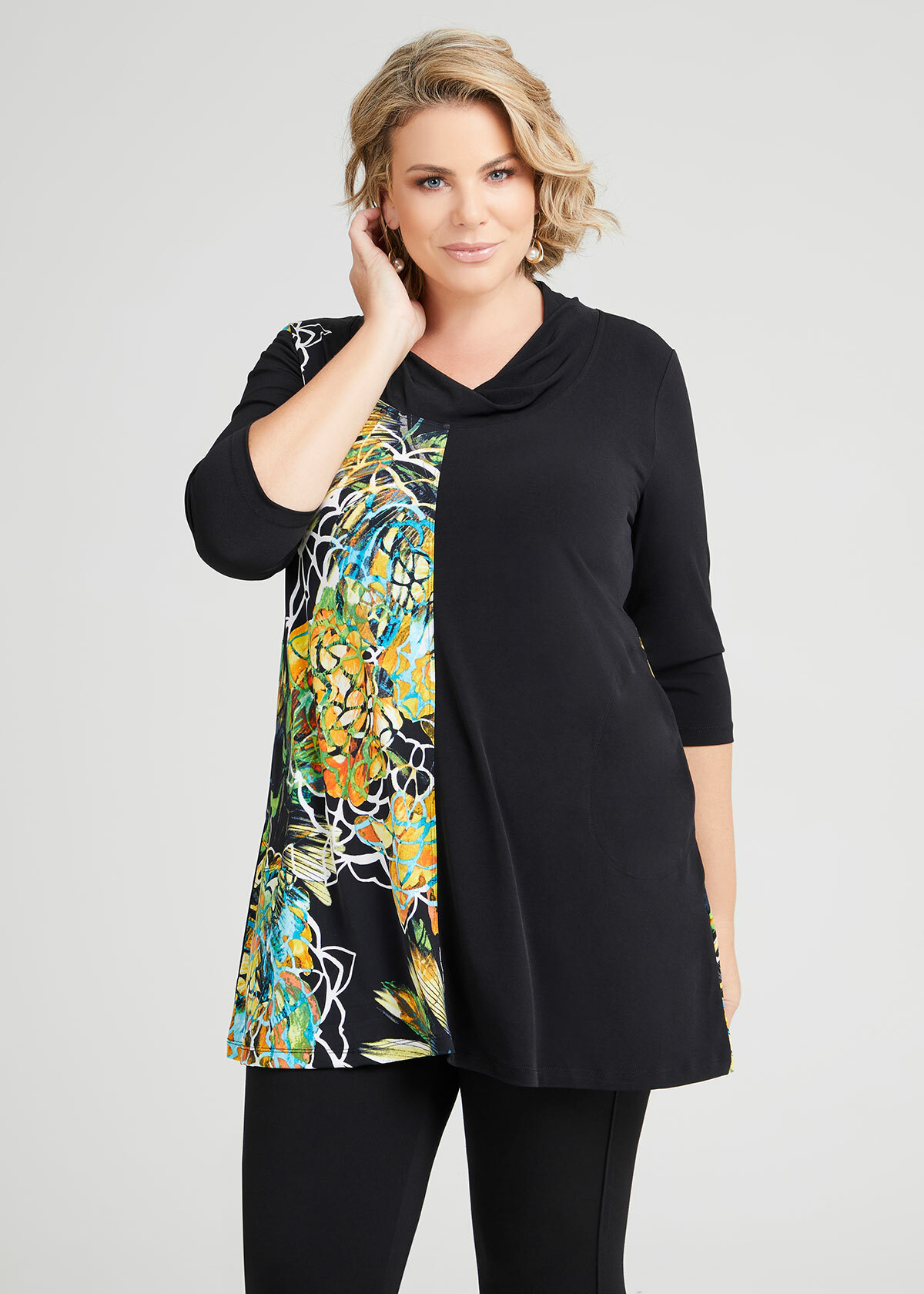 Shop Plus Size Twist & Splice Print Tunic, Yellow | Taking Shape AU