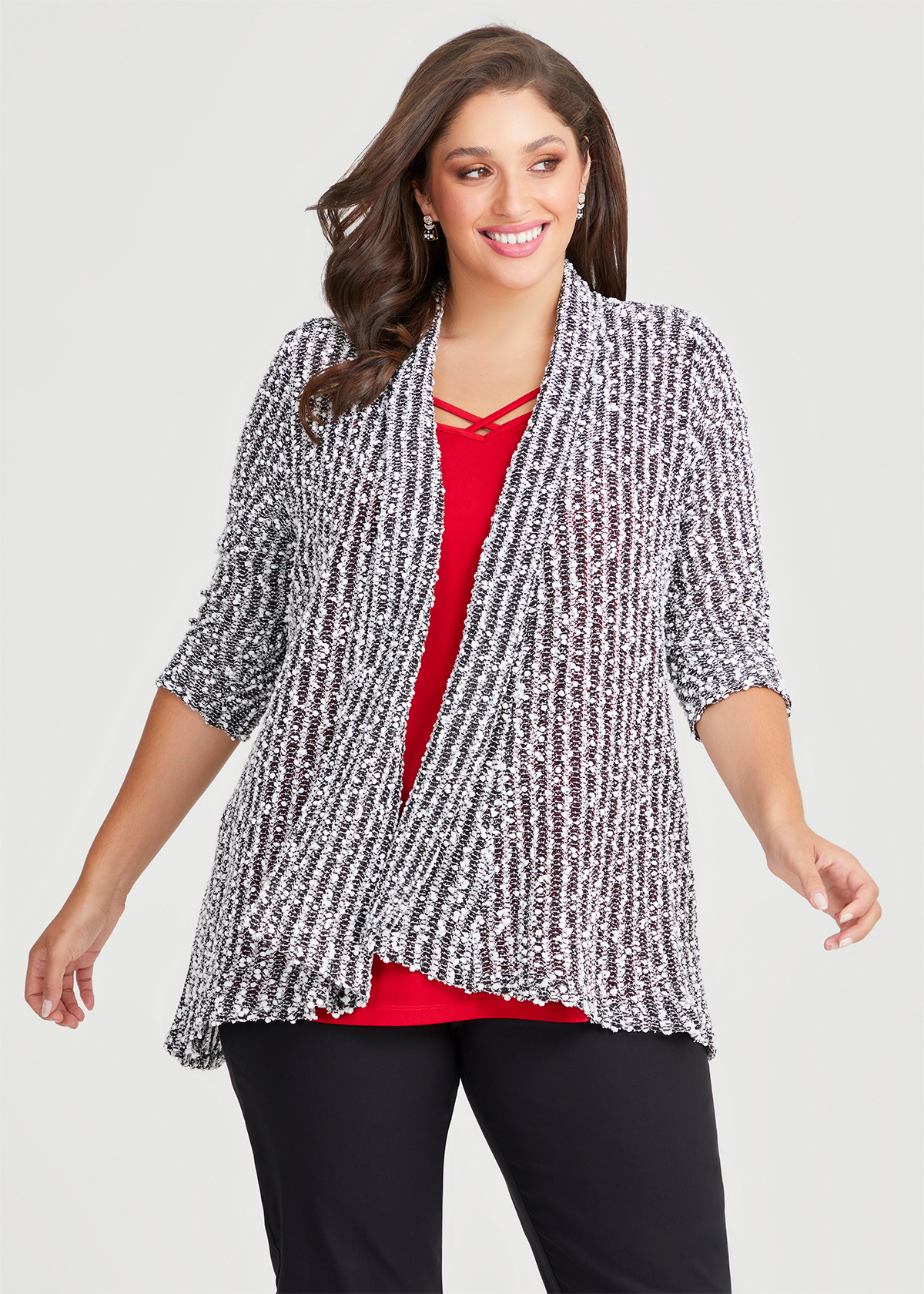 Shop Plus Size Popcorn Lurex Cardigan, Black | Taking Shape AU