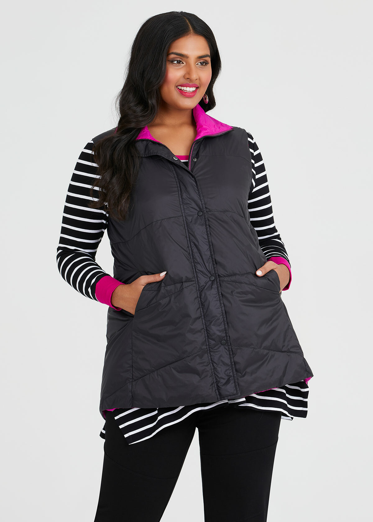 Shop Plus Size Reversible Escape Puffa Vest in Black | Taking Shape AU