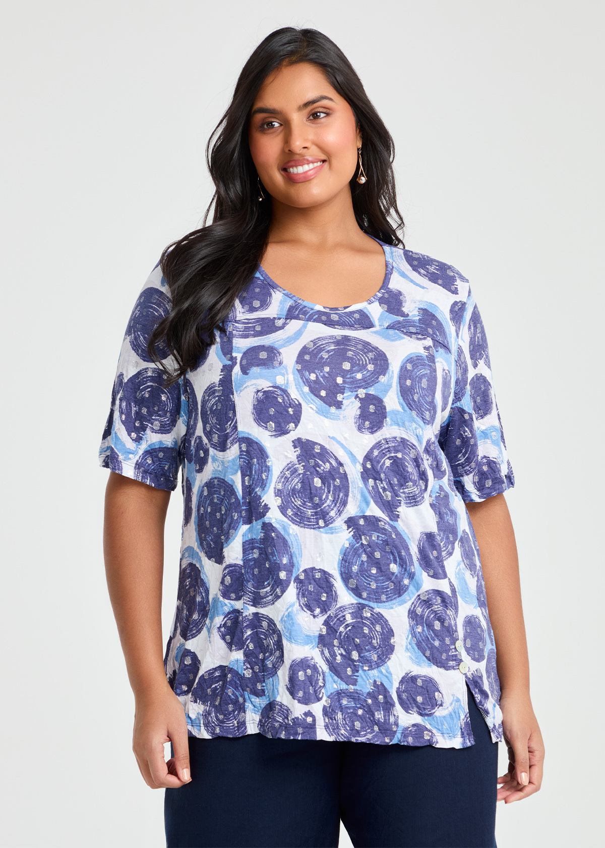 Shop Plus Size Bamboo Indigo Spot Top, Spots | Taking Shape NZ