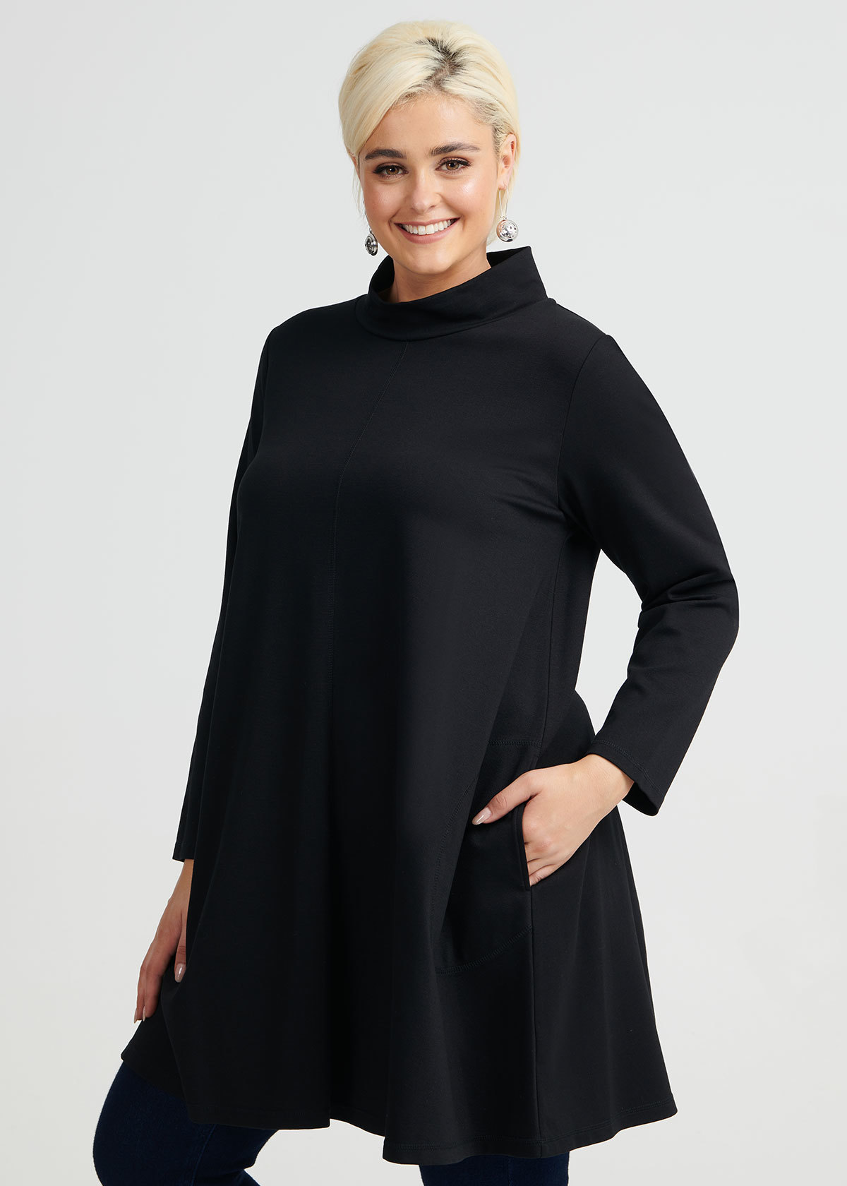 Shop Plus Size Coco Mock Neck Tunic, Black | Taking Shape AU
