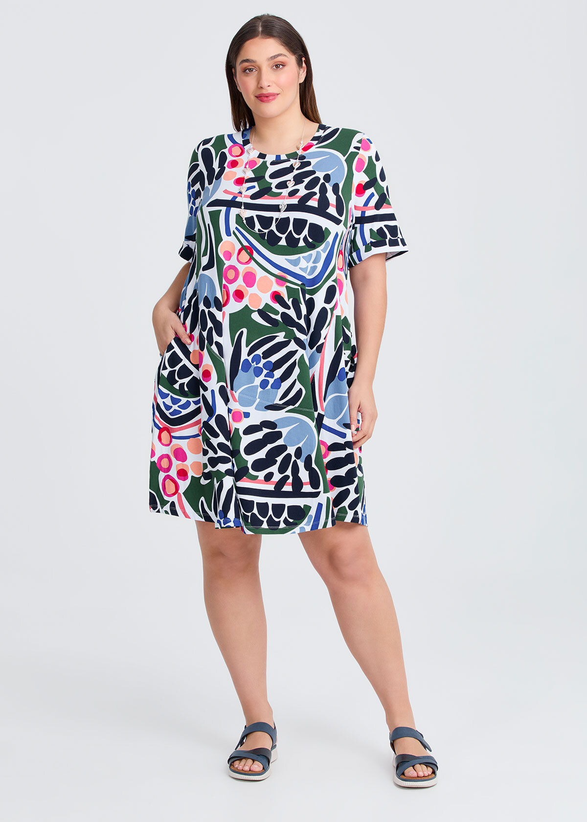 Shop Plus Size Natural Laurie Dress, Multi | Taking Shape NZ