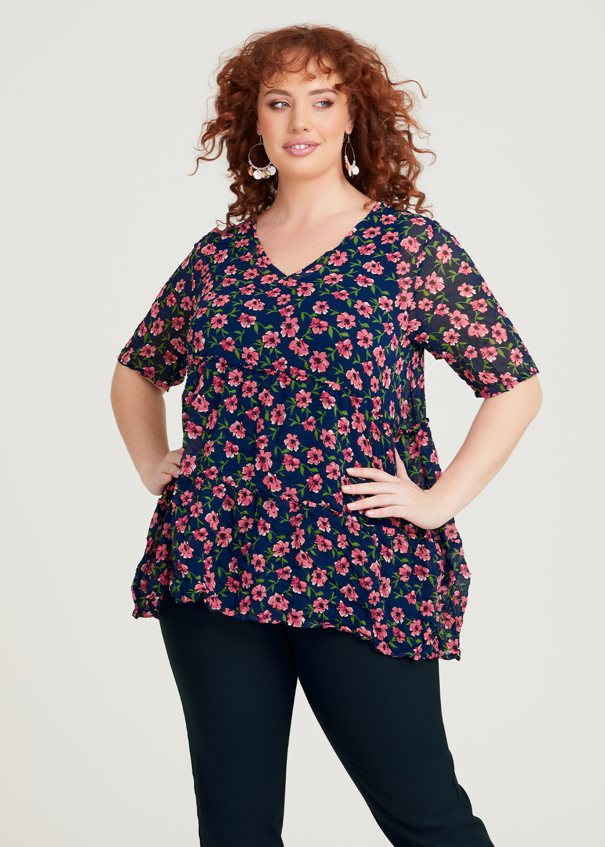 Shop Plus Size Chiffon Boho Top, Floral | Taking Shape AU